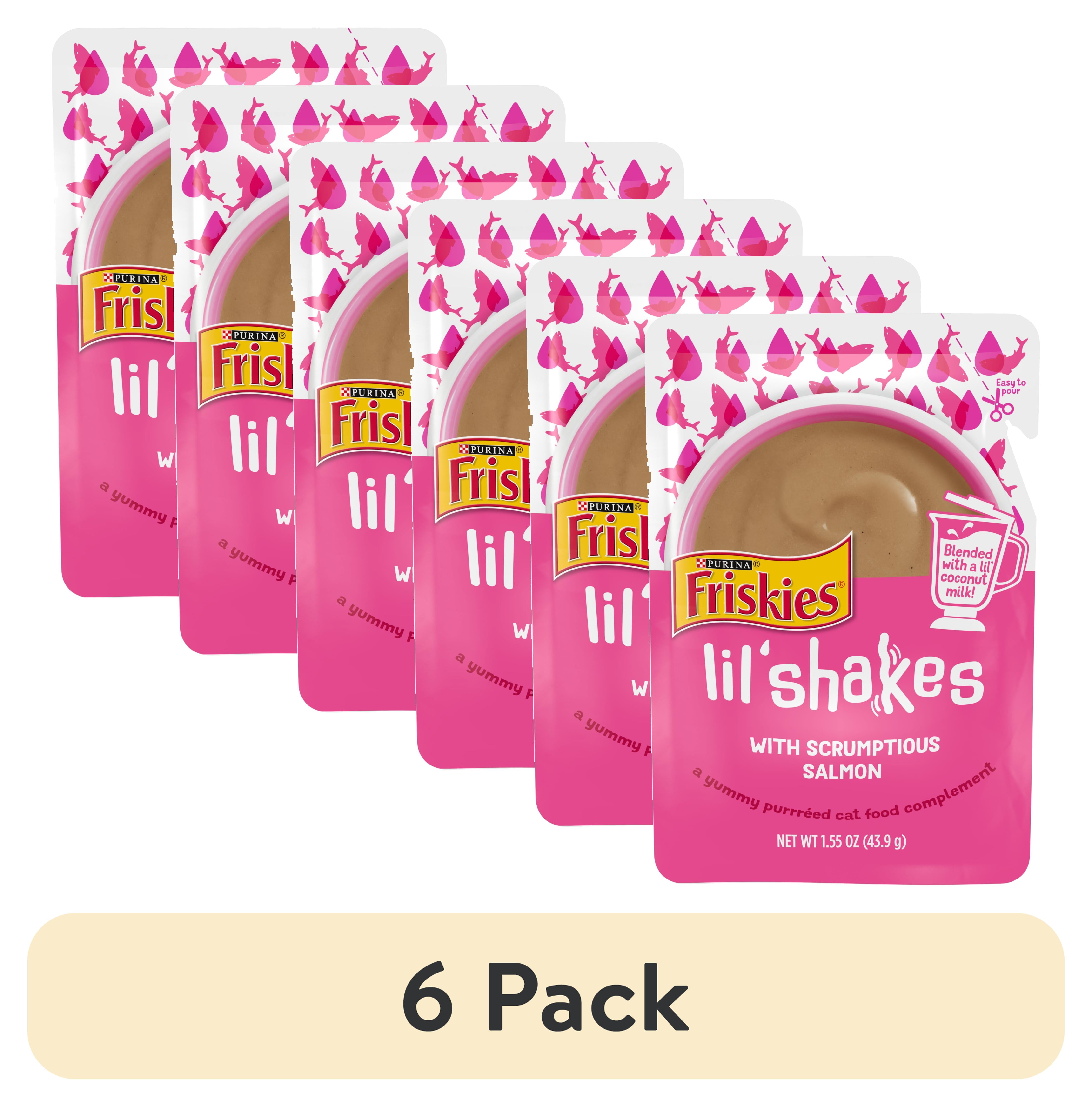 (6 pack) Friskies Lil’ Shakes Salmon Puree, Wet Cat Food Topper, 1.55 ...