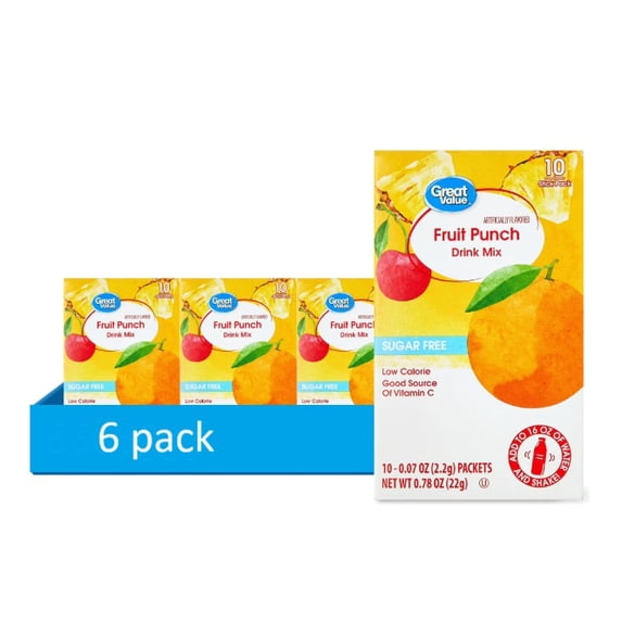 (6 pack) Fruit Punch Drink Mix, 0.78 oz, 10 Count - Walmart.com