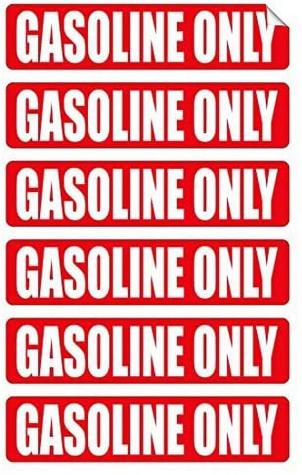 6 pack GASOLINE ONLY Decals / Stickers / Labels / Markers Fuel Gas ...