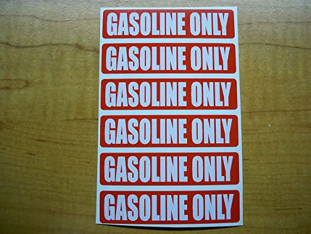 6 pack GASOLINE ONLY Decals / Stickers / Labels / Markers Fuel Gas ...