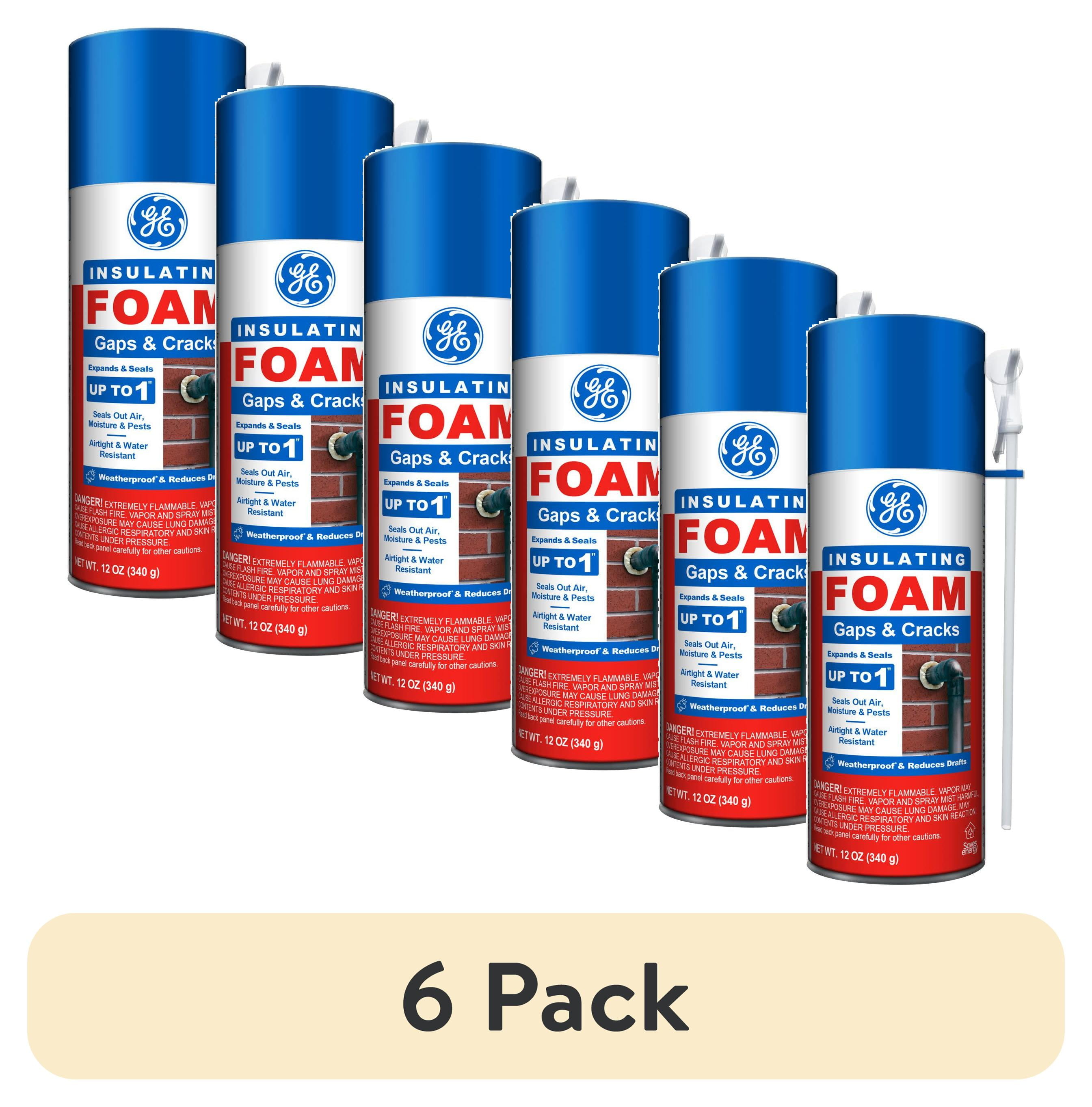 (6 pack) GE Gaps & Cracks Insulating Foam, Pack of 1, Yellow 12 oz Can ...
