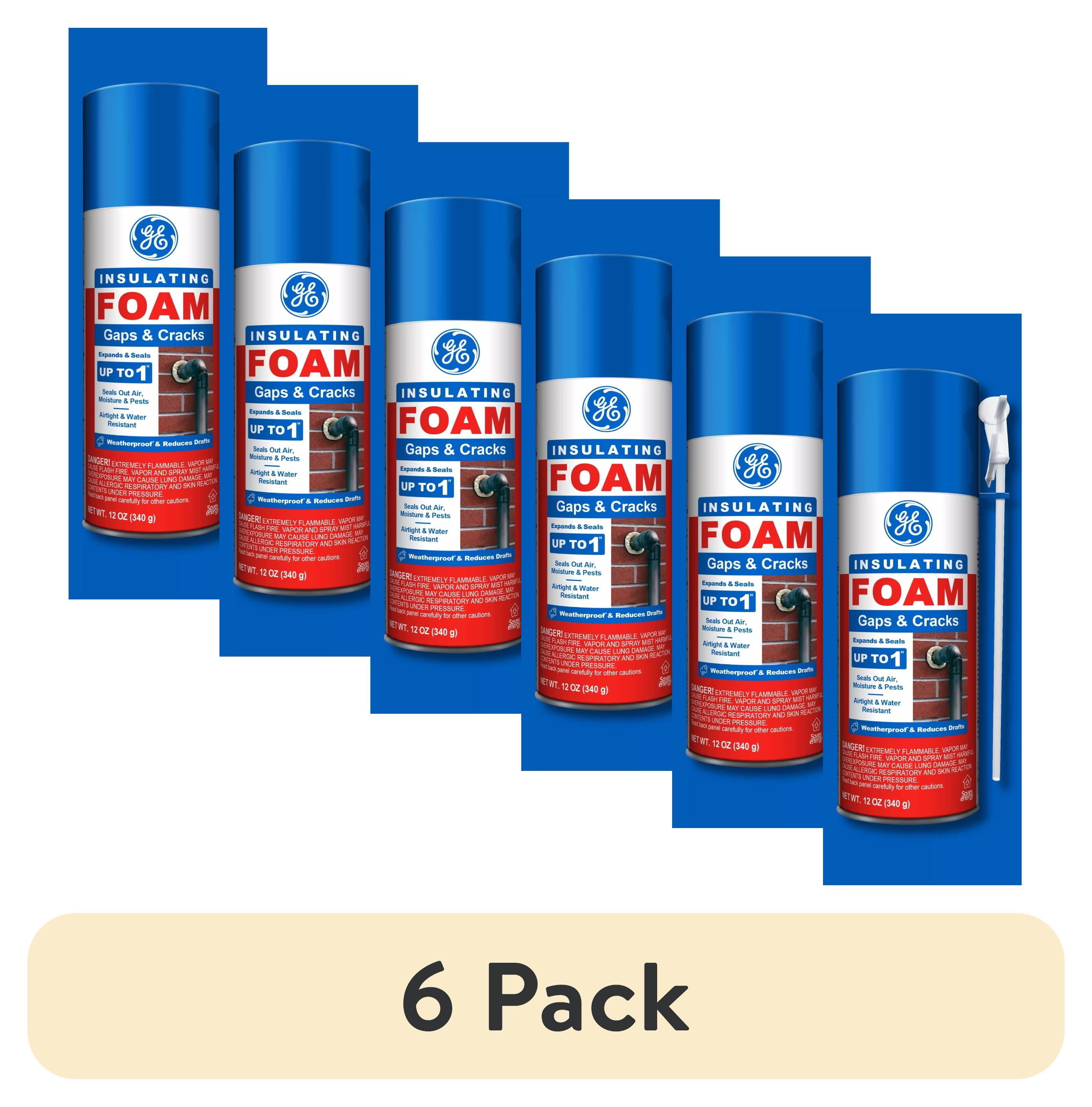 (6 pack) GE Gaps & Cracks Insulating Foam, Pack of 1, Yellow 12 oz Can ...