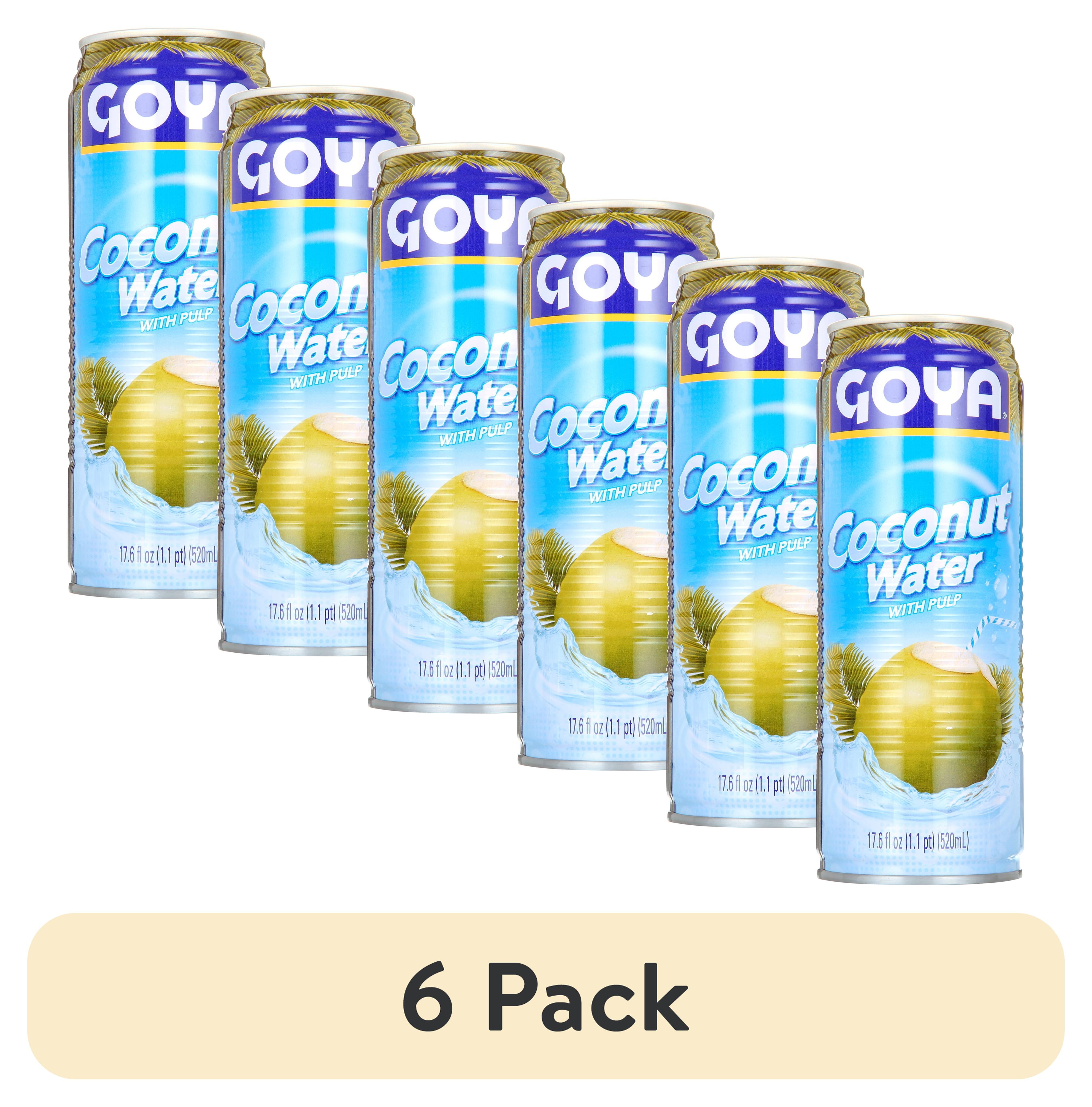 (6 pack) GOYA Coconut Water with Pulp, 17.6 fl oz Can, Tropical ...