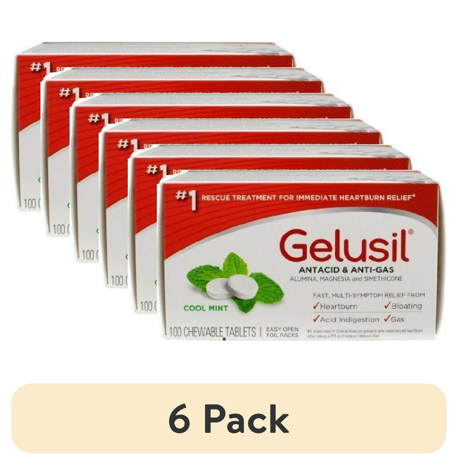 (6 pack) Gelusil Antacid & Anti-Gas Fast Relief Heartburn Pepper Mint ...