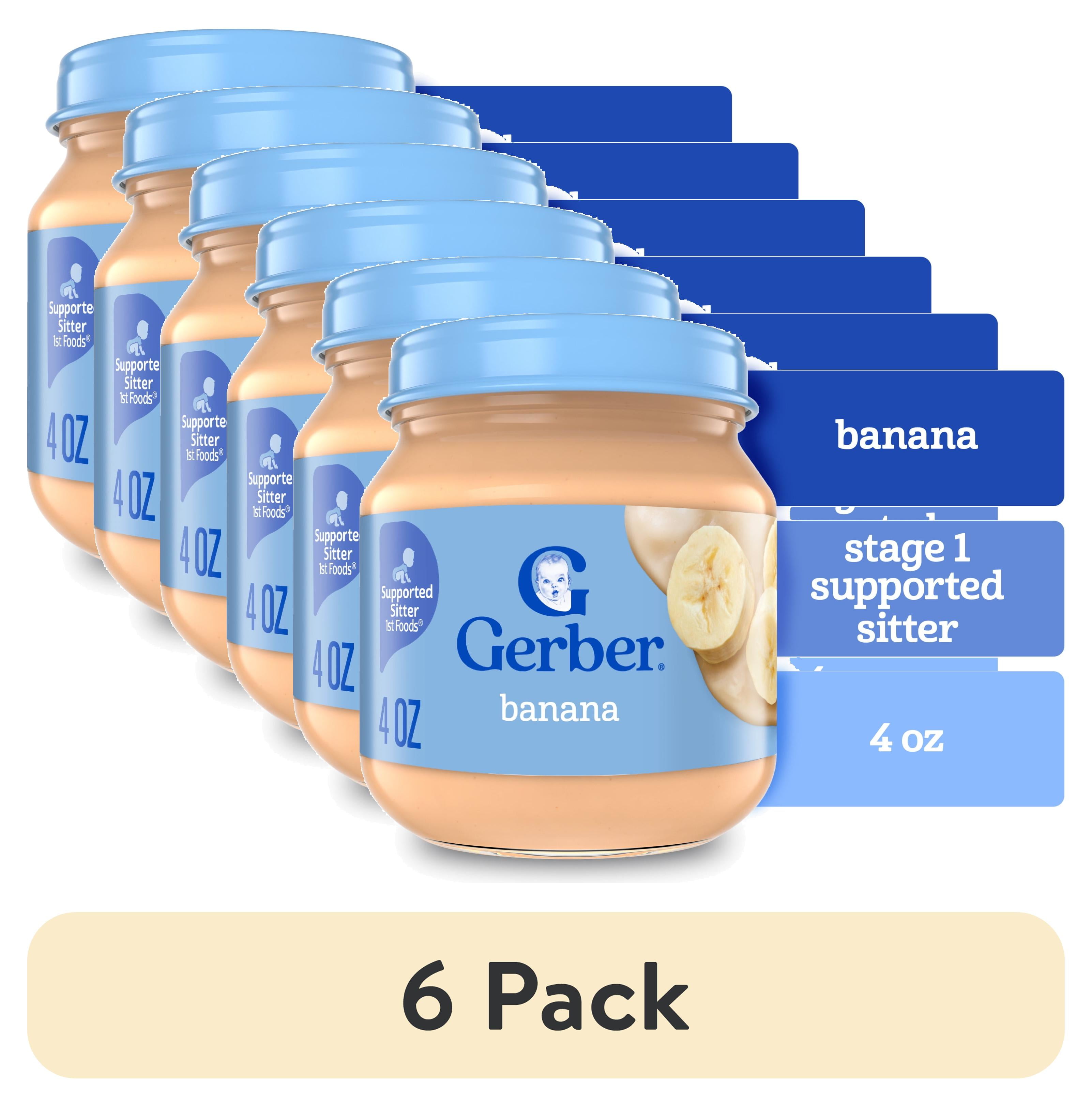 (6 pack) Gerber 1st Foods Natural for Baby Baby Food, Banana, 4 oz Jar ...