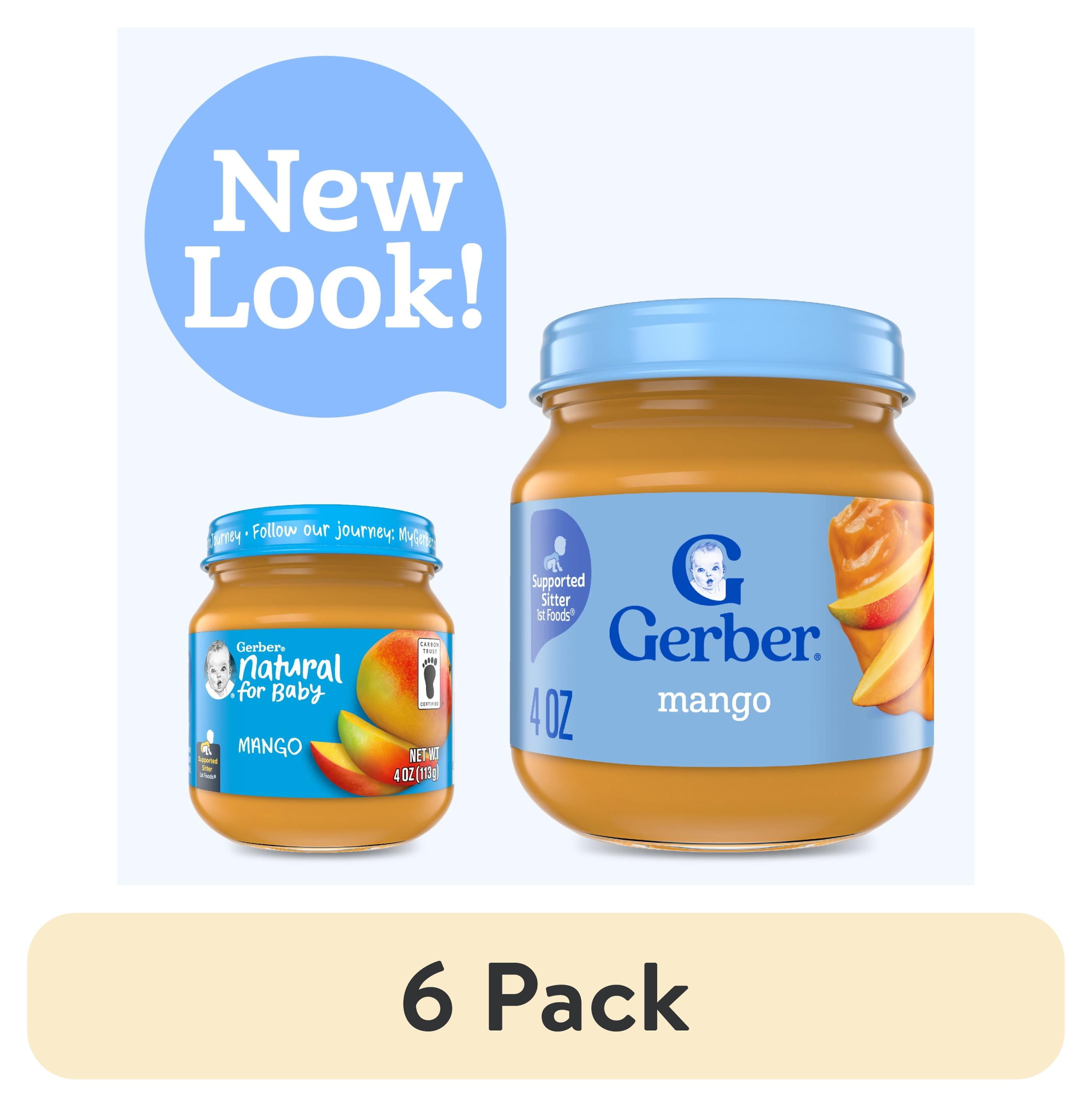 (6 pack) Gerber 1st Foods Natural for Baby Baby Food, Mango, 4 oz Jar ...