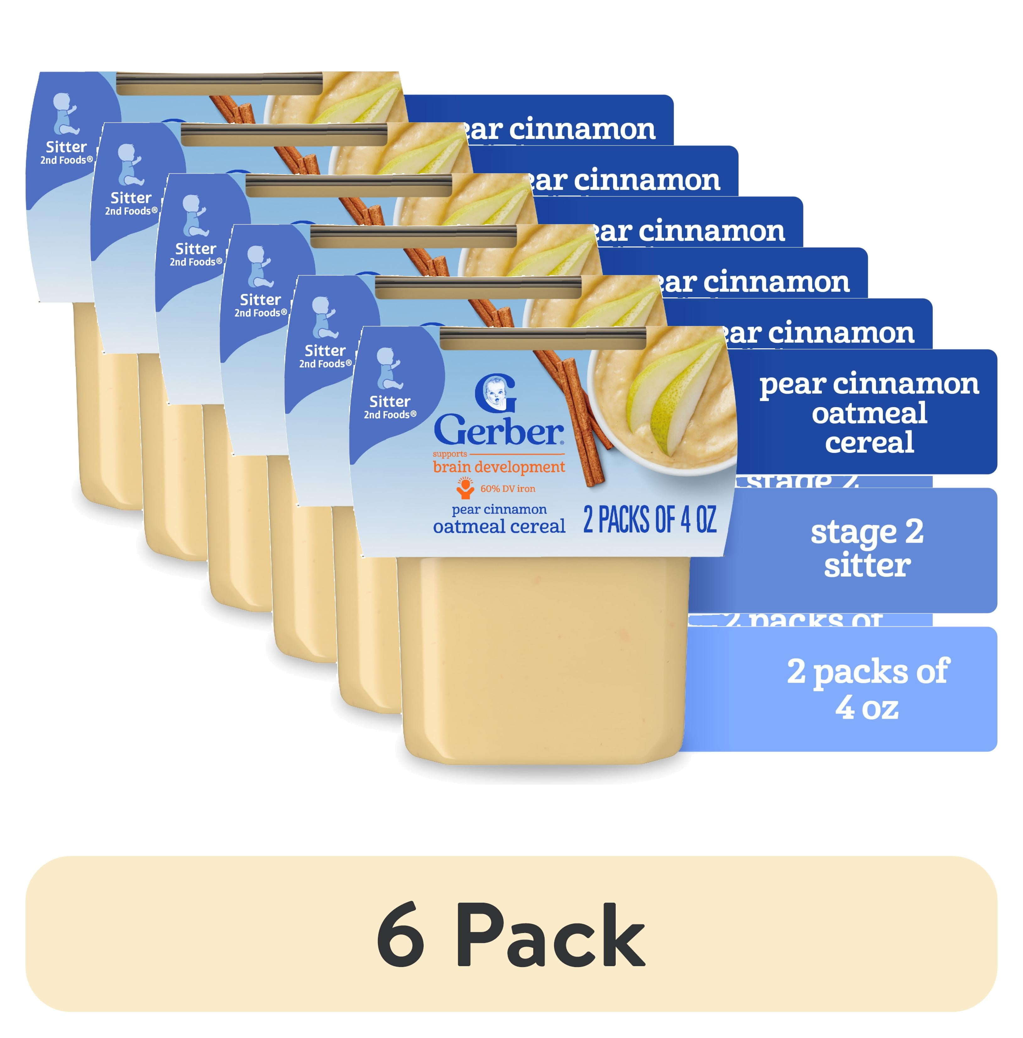 (6 pack) Gerber 2nd Foods Baby Food, Pear Cinnamon with Oatmeal, 4 oz ...