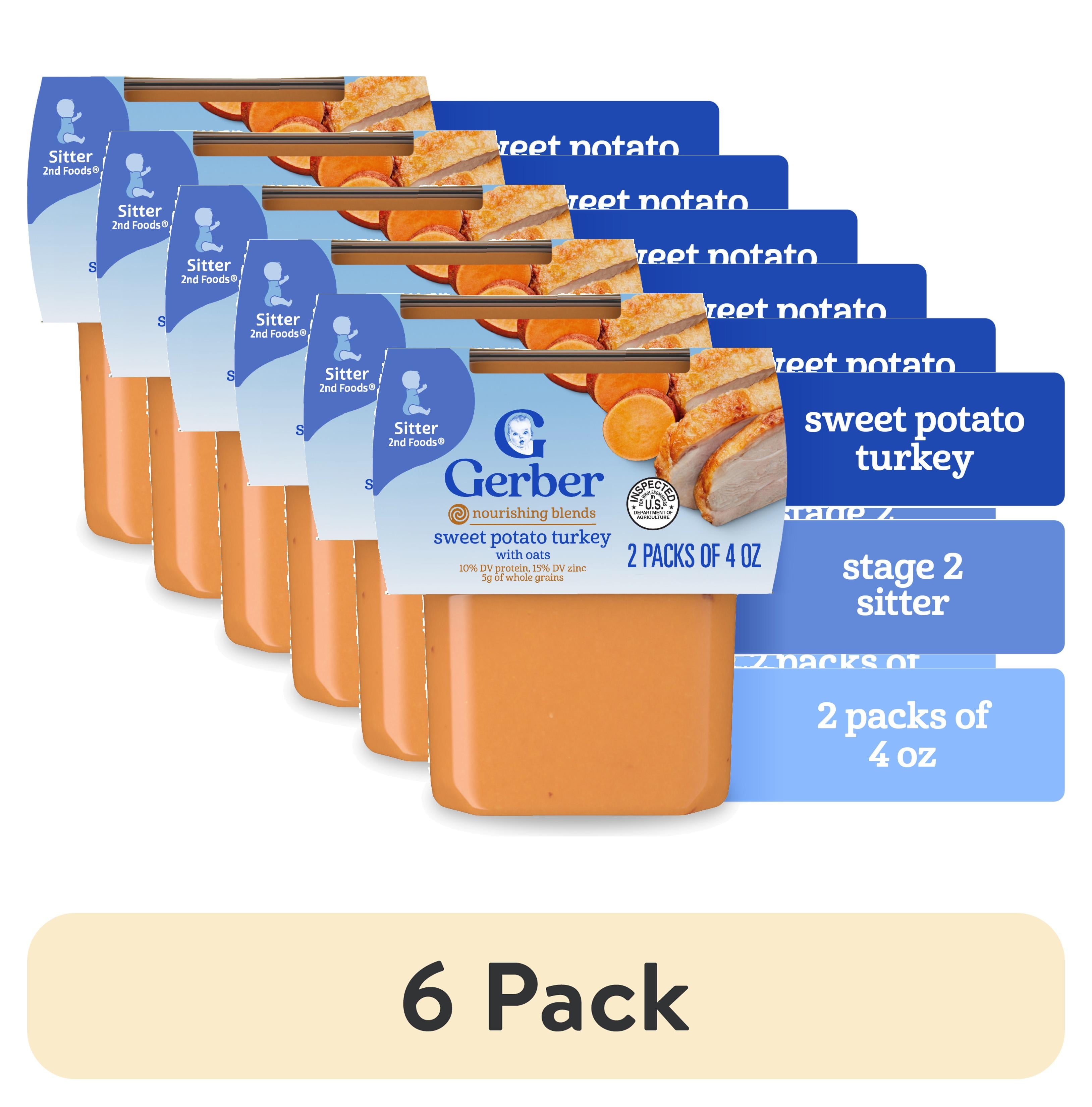 (6 pack) Gerber Stage 2 Baby Food, Sweet Potato Turkey with Oats Puree ...