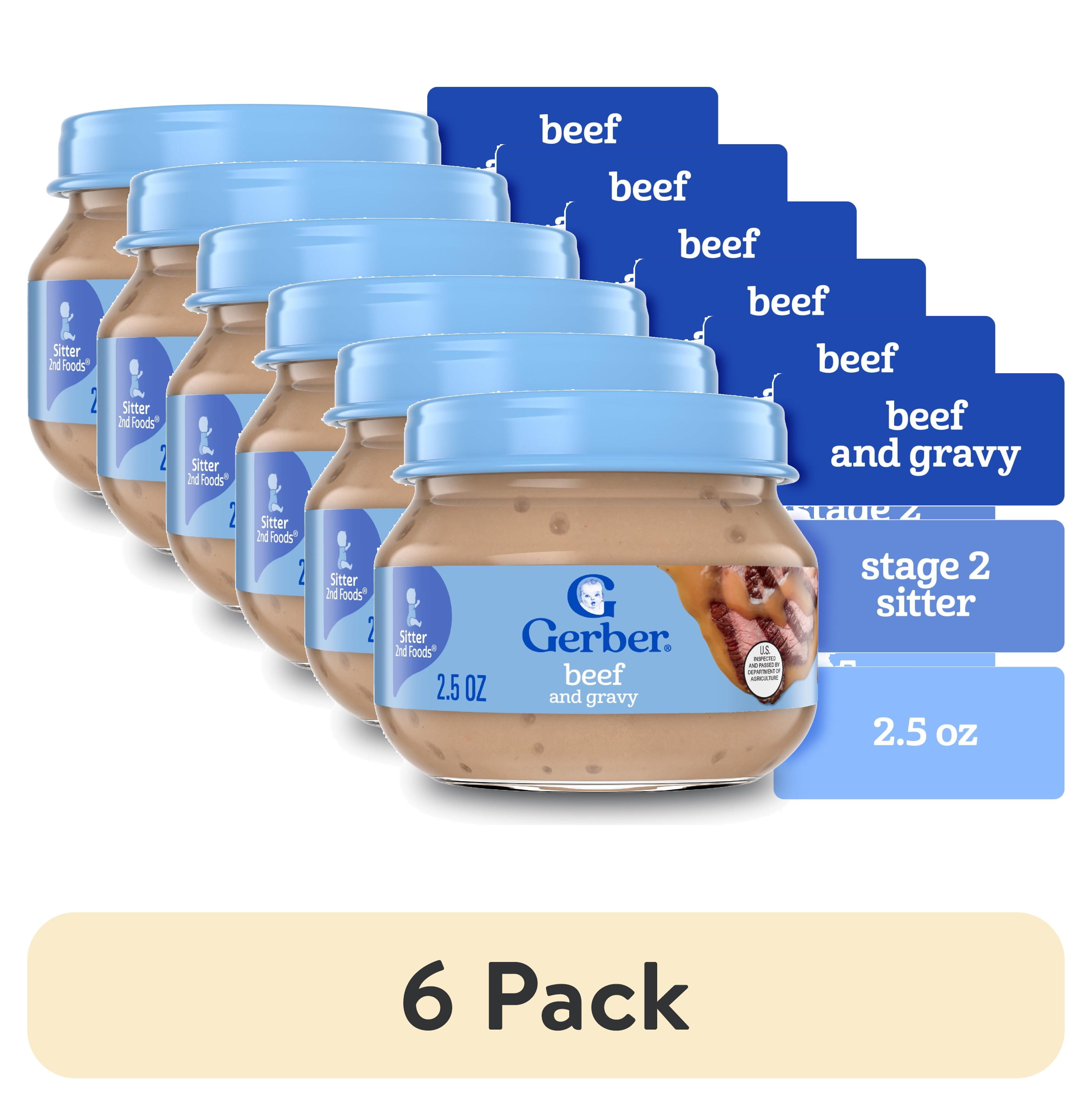 (6 pack) Gerber Stage 2 Baby Food, Baby Mealtime Beef and Gravy Jar ...