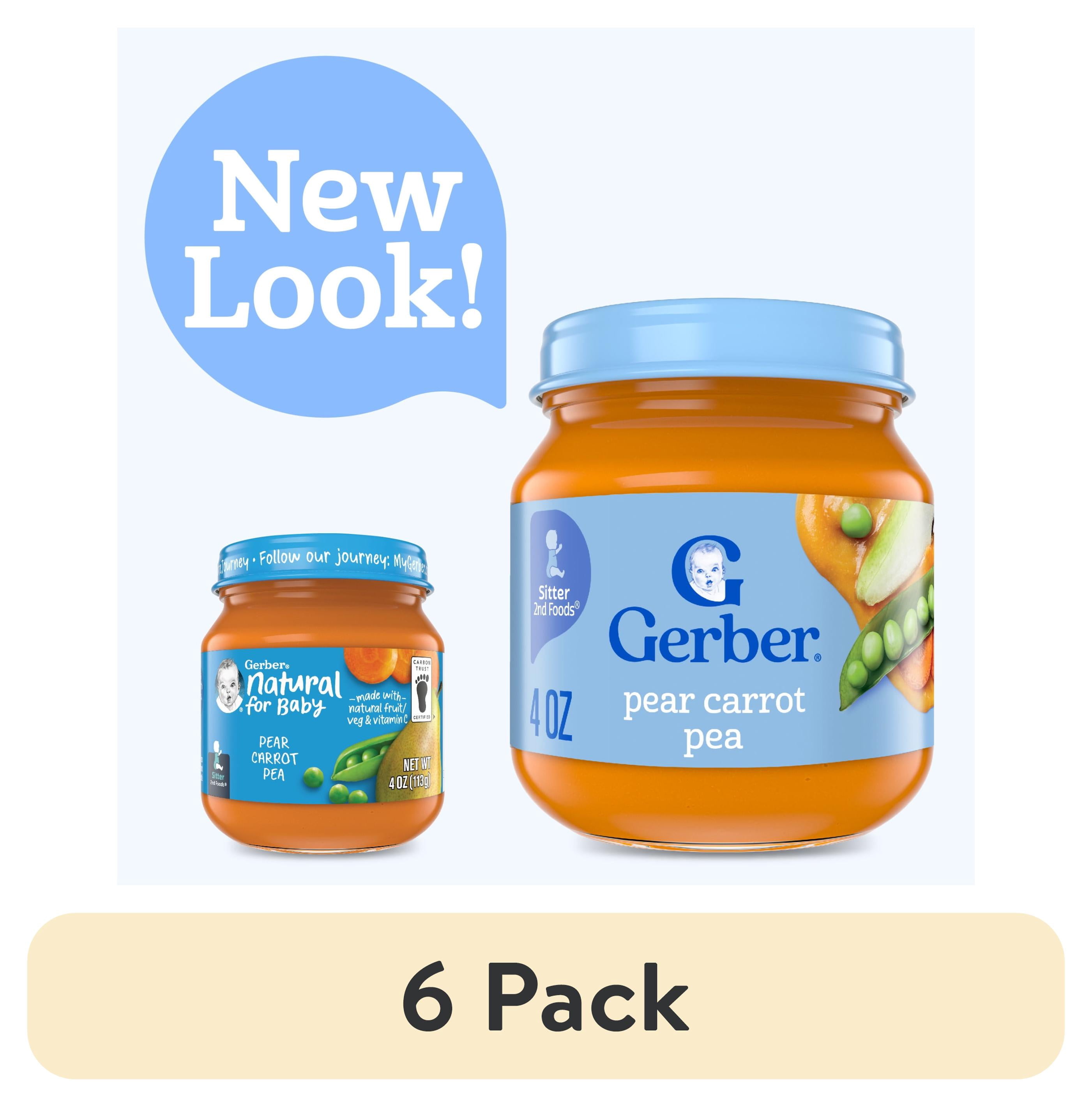 (6 pack) Gerber 2nd Foods Natural for Baby Baby Food, Pear Carrot Pea ...