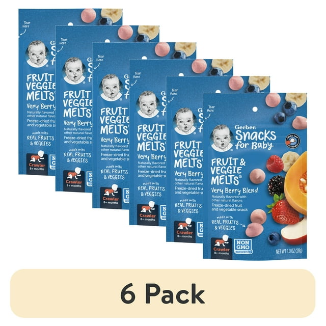 (6 pack) Gerber Fruit & Veggie Melts Very Berry Blend Stage 3 Toddler ...