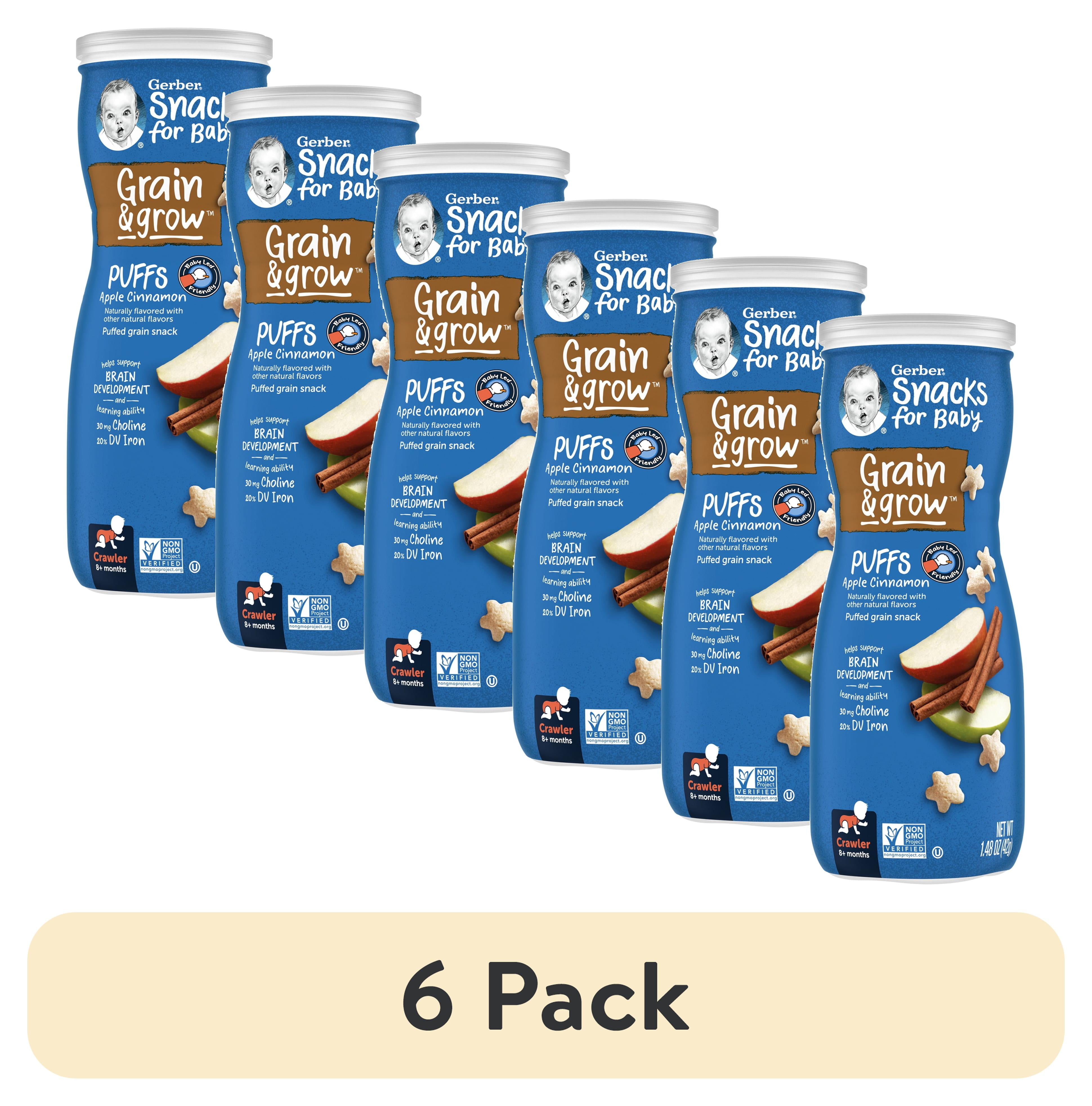 (6 pack) Gerber Snacks for Baby Grain & Grow Puffs, Apple Cinnamon, 1. ...