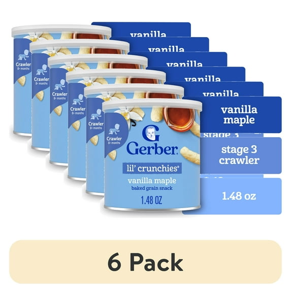 (6 pack) Gerber Snacks for Baby Lil Crunchies Baked Grain Vanilla Maple ...