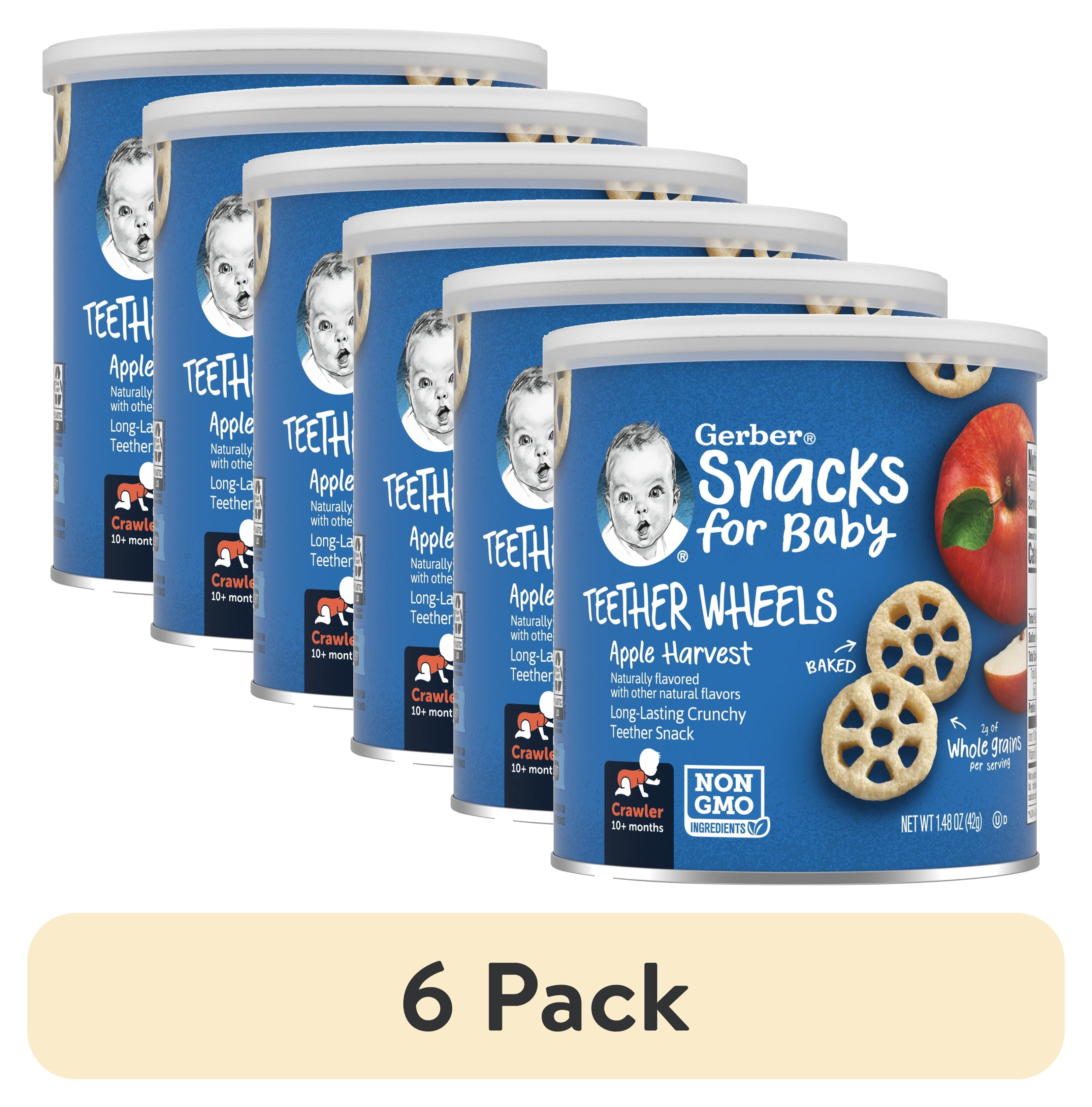 (6 pack) Gerber Snacks for Baby Teether Wheels, Apple Harvest, 1.48 oz ...