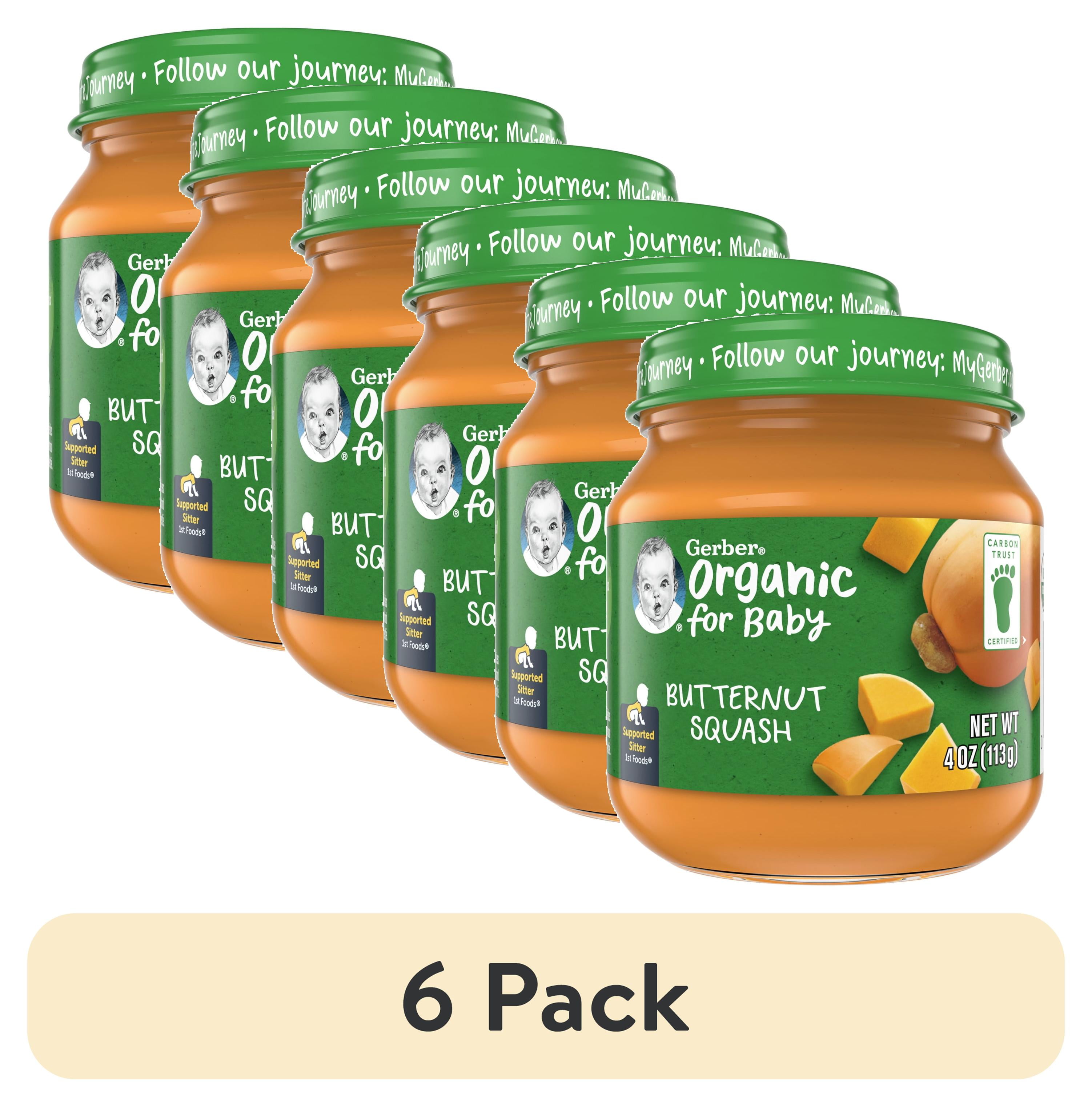 (6 pack) Gerber Stage 1 Baby Food, Organic Butternut Squash Jar ...