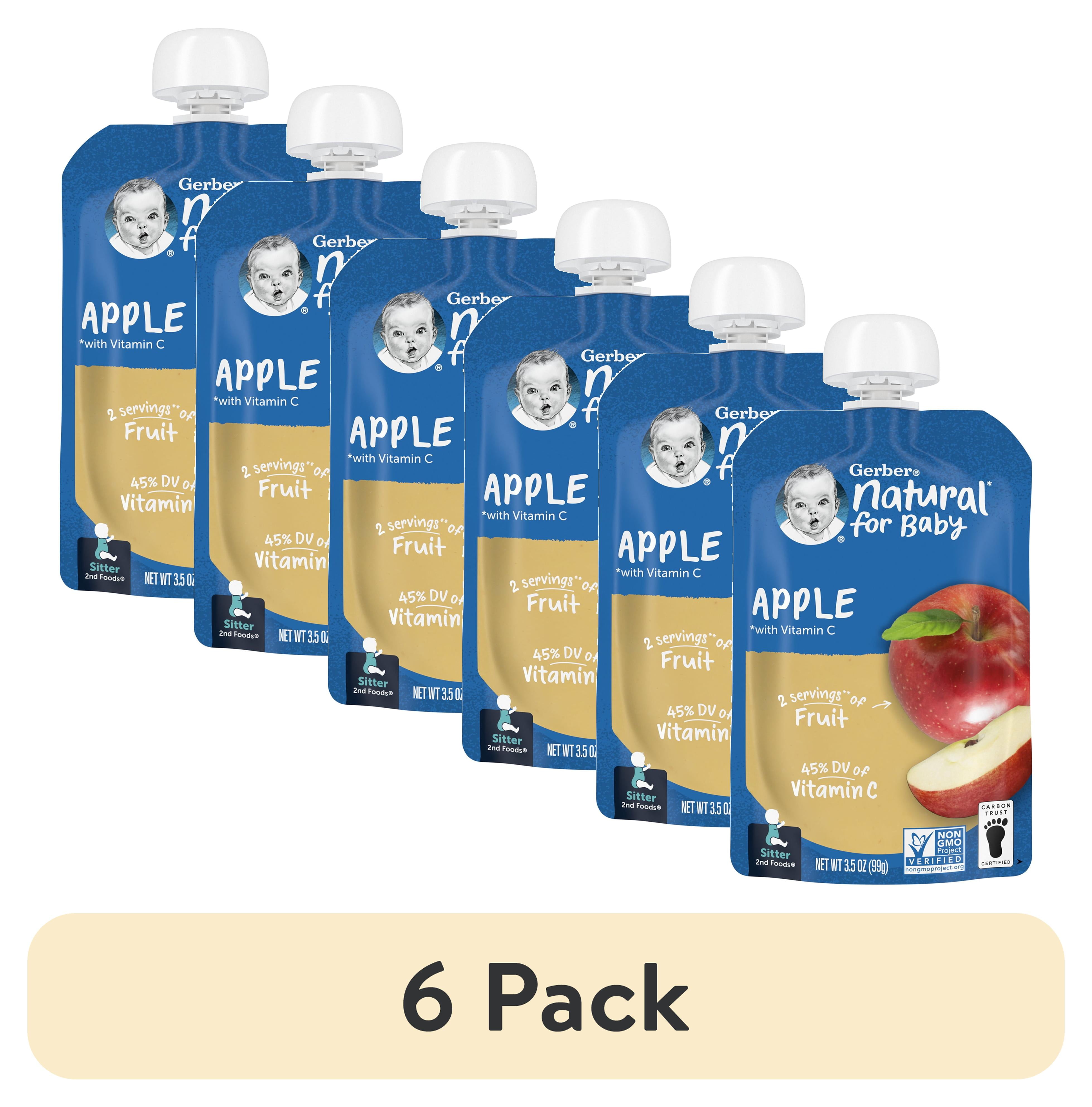 (6 pack) Gerber Stage 2 Baby Food, Apple Puree Pouch 99 g - Walmart.com