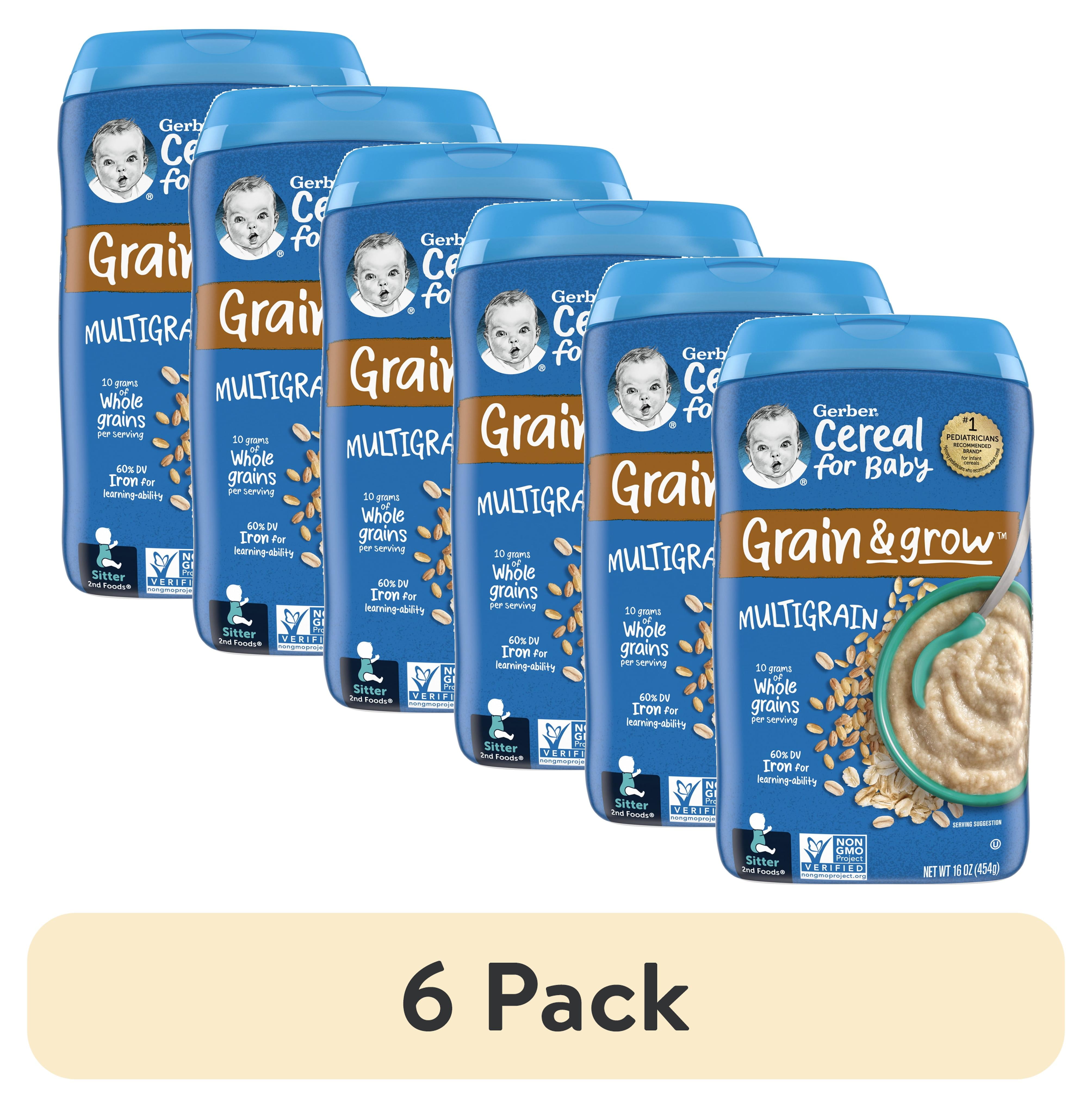 (6 pack) Gerber 2nd Foods Baby Cereal, Grain & Grow Multigrain, Clean ...