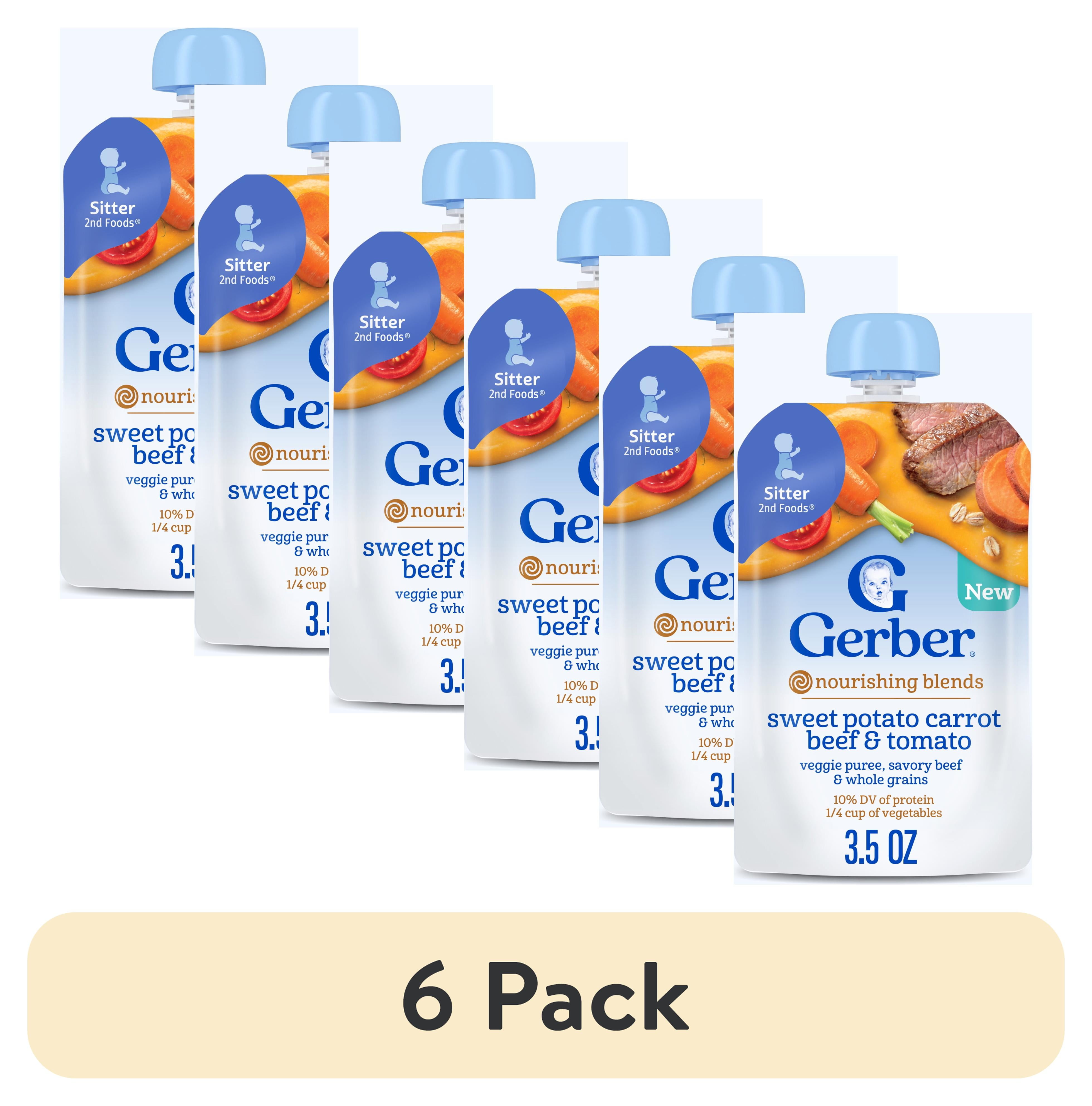 (6 pack) Gerber Stage 2 Baby Food, Carrot, Sweet Potato, Beef and ...