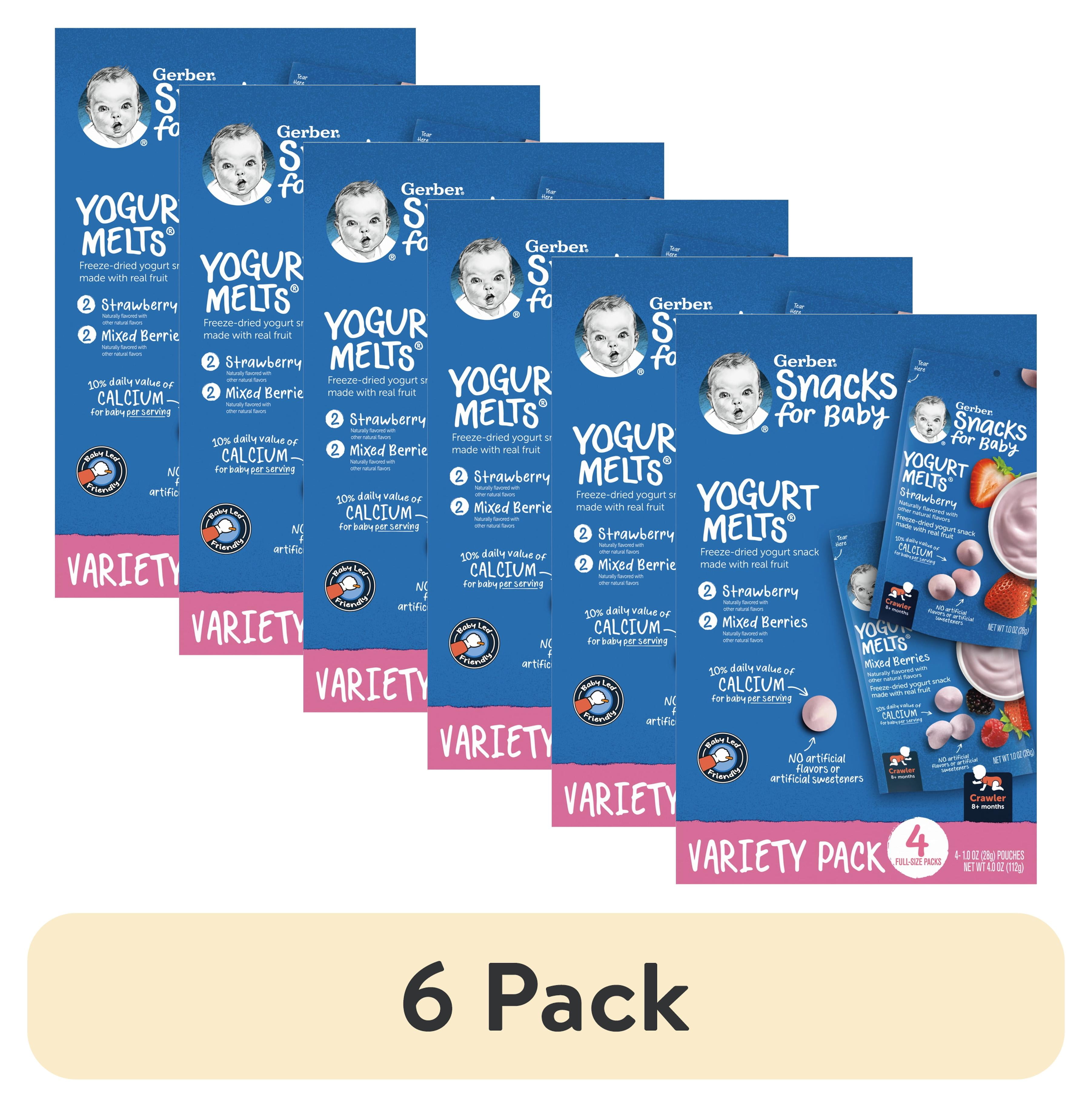 (6 pack) Gerber Stage 3 Baby Snacks, Strawberry and Mixed Berry Yogurt ...