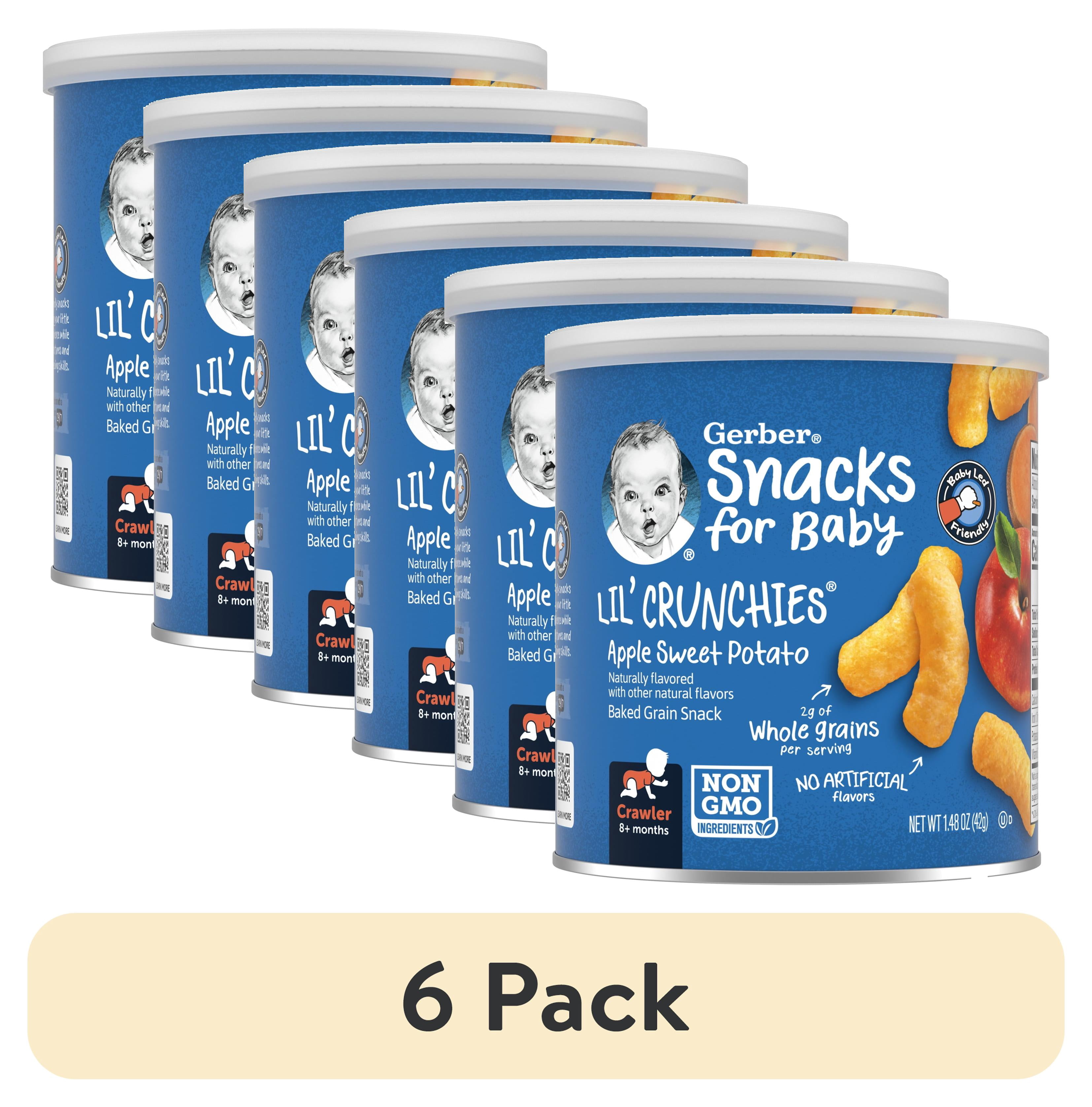 (6 pack) Gerber Snacks for Baby Lil Crunchies Apple Sweet Potato Puffs ...