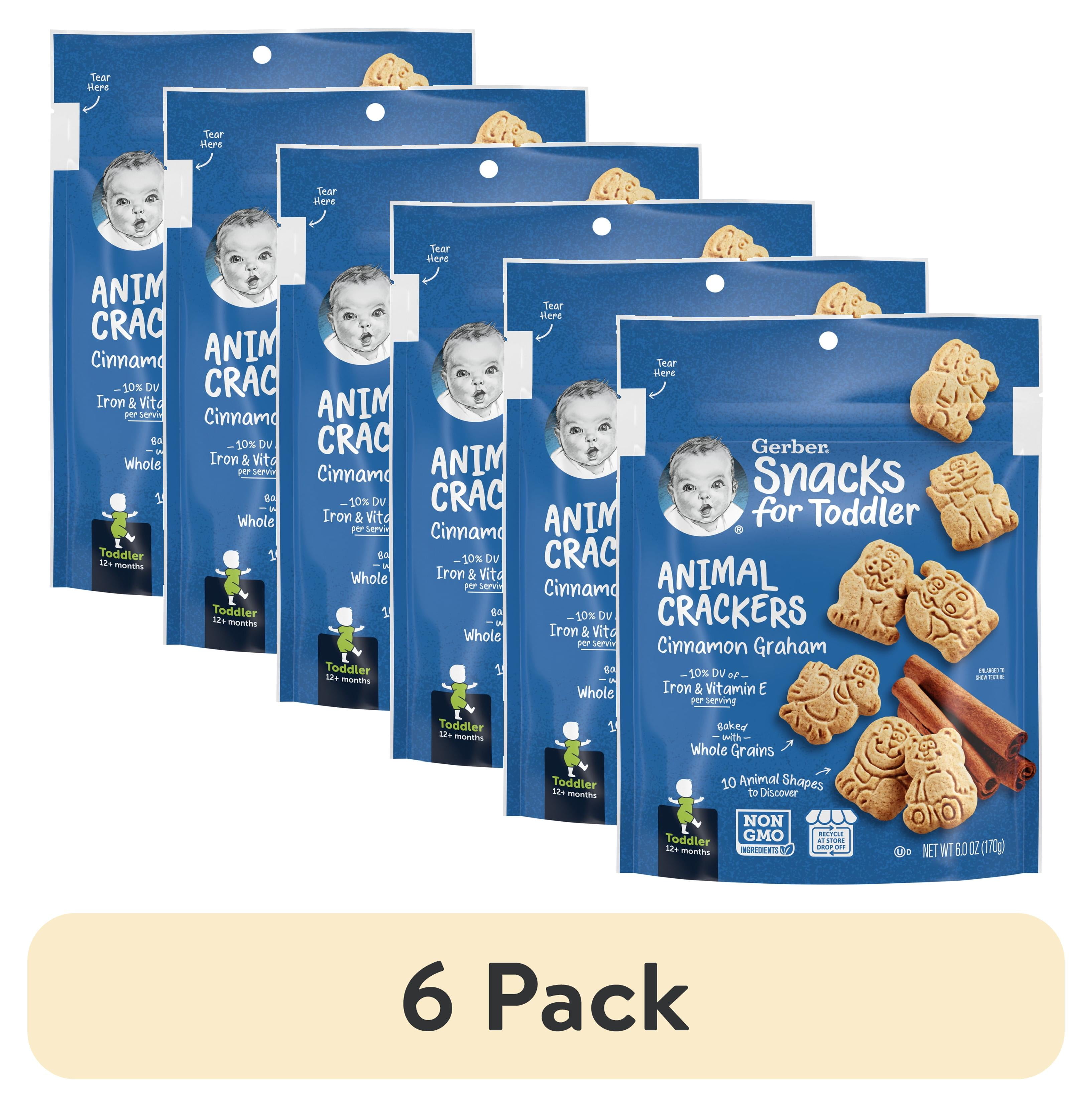 (6 pack) Gerber Toddler Snacks for Baby, Cinnamon Graham Animal ...