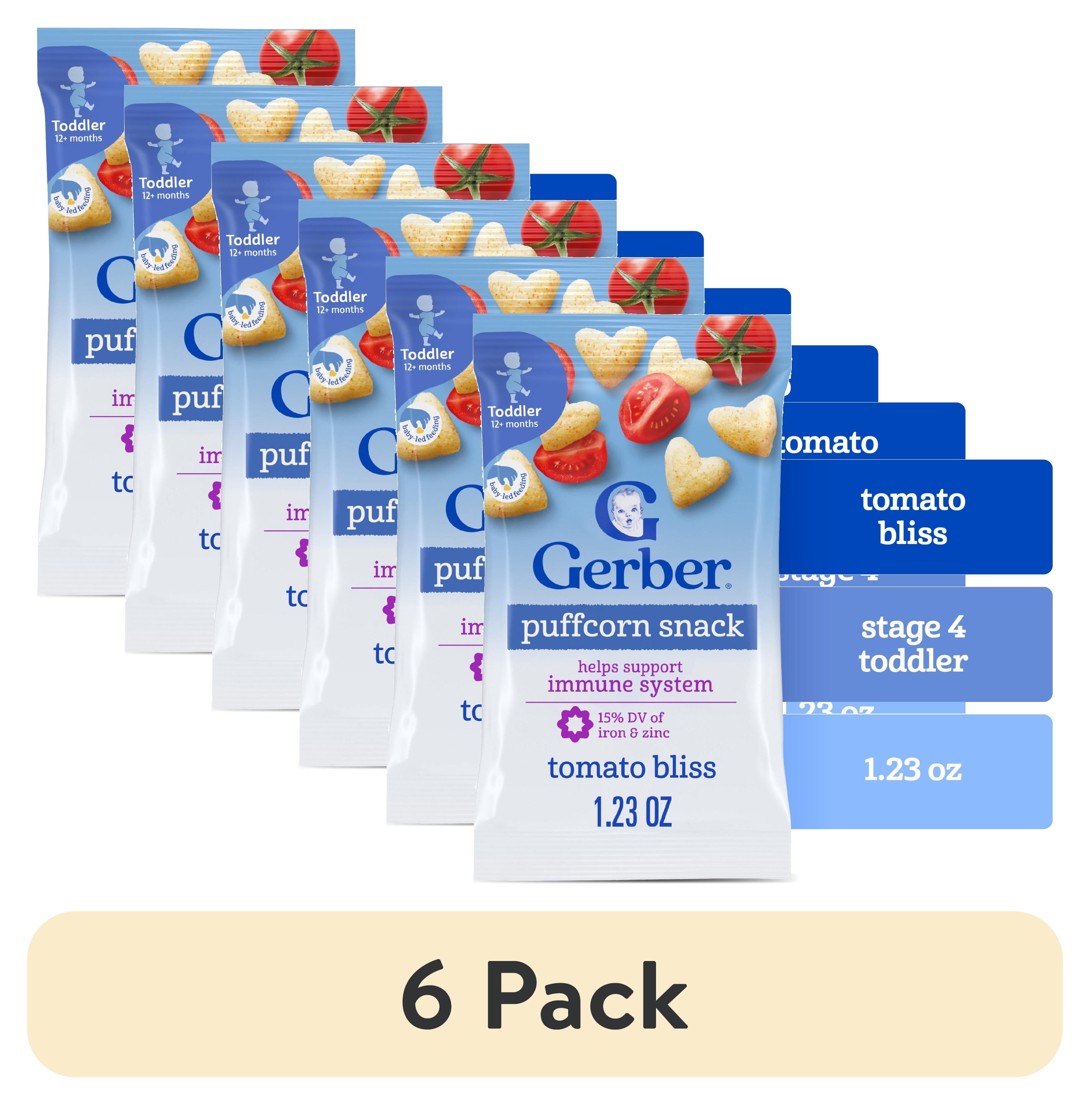 (6 pack) Gerber Toddler Snacks, Tomato Bliss Puffcorn Snack, Kernel ...