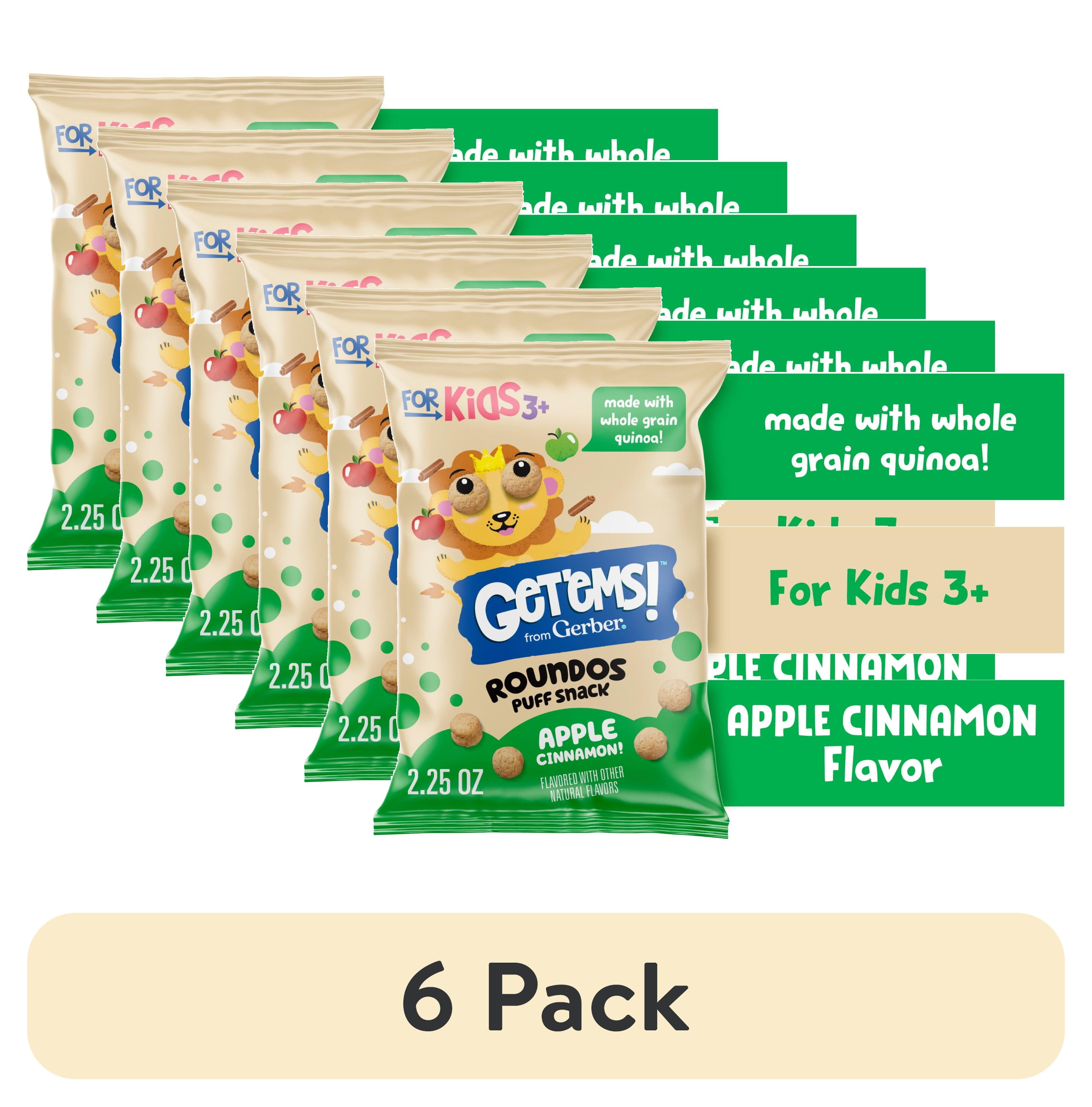 (6 pack) Get'ems from Gerber Apple Cinnamon Roundos Puffs Snacks, Kids ...