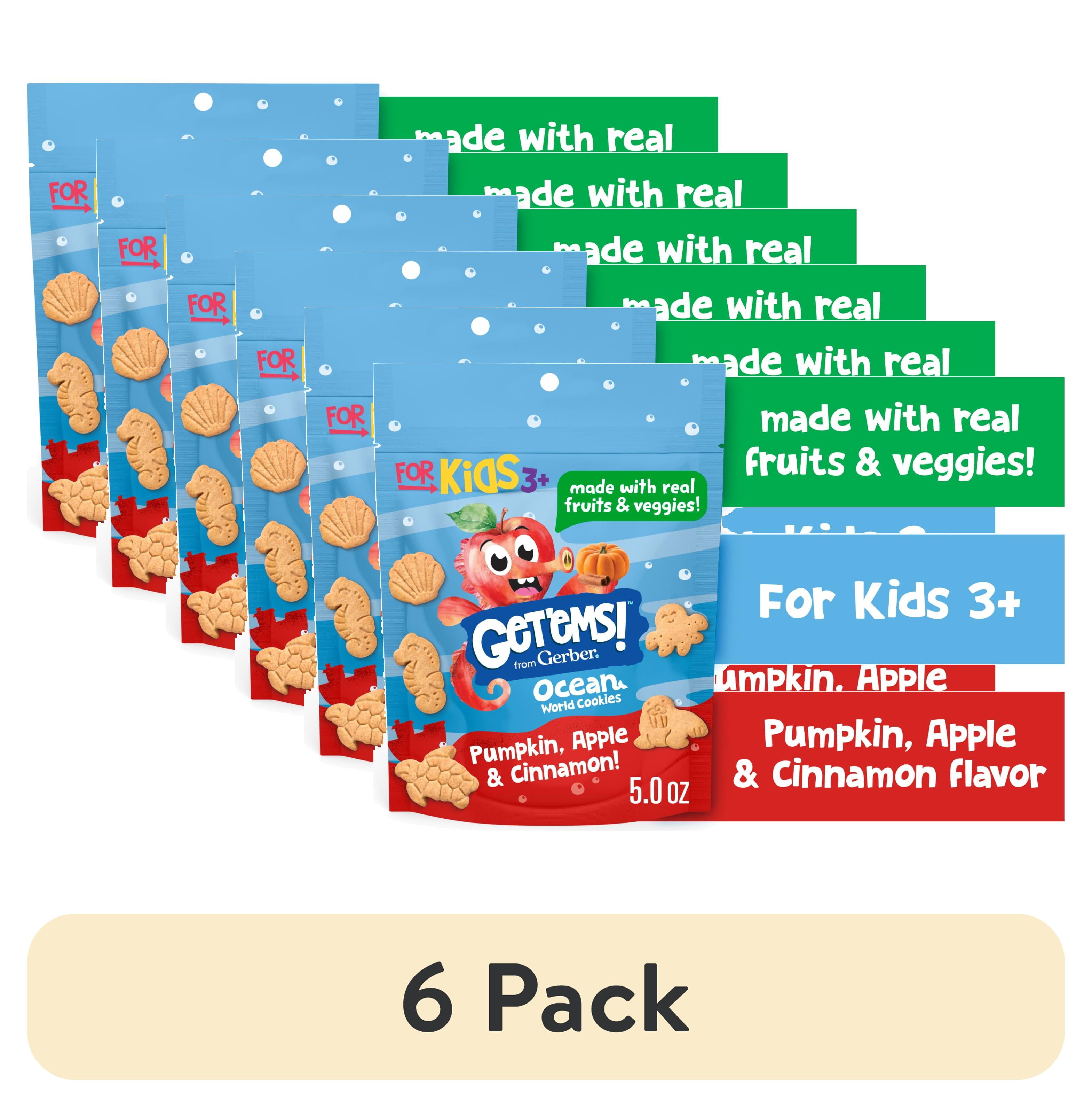 (6 pack) Gerber Get'ems Pumpkin, Apple & Cinnamon Cookies, Kid Snacks ...