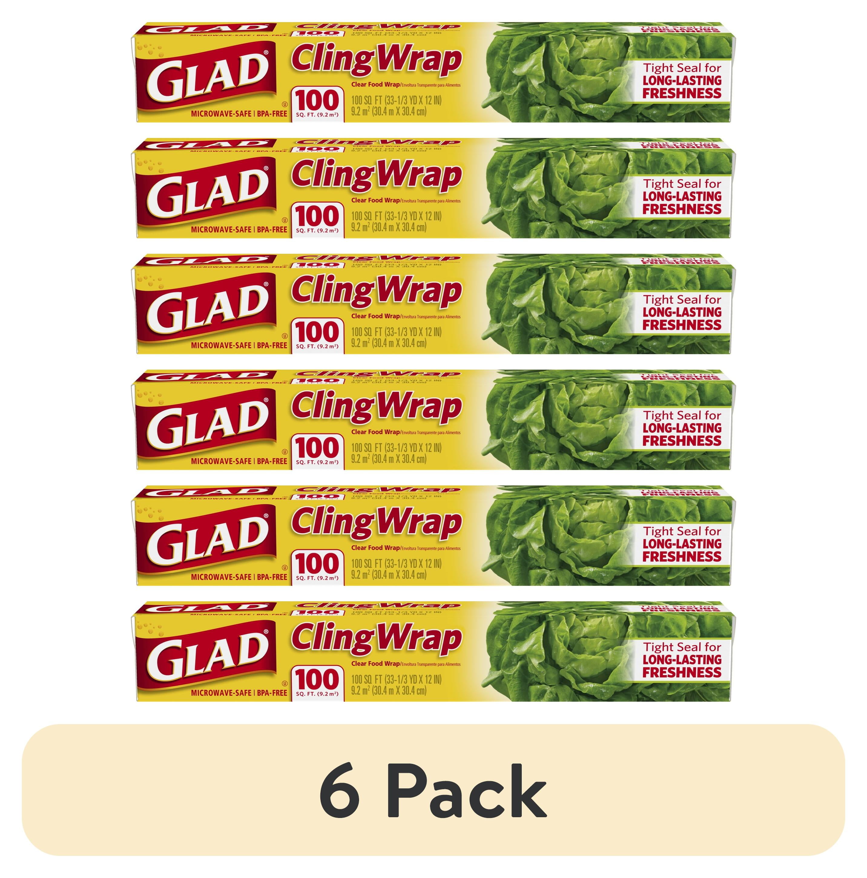 (6 pack) Glad, Plastic Food, Cling Wrap, 100 Square Foot Roll - Walmart.com