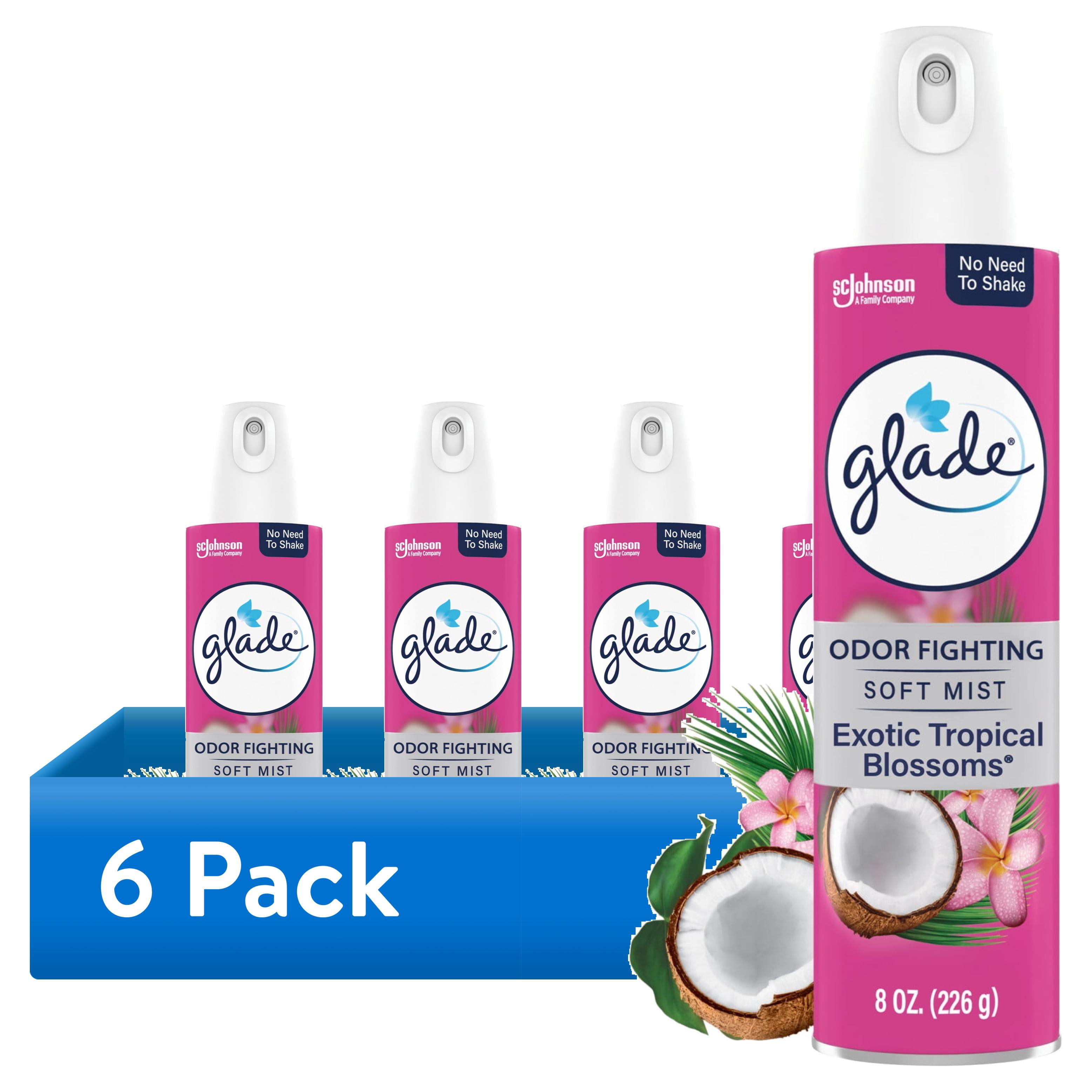 (6 pack) Glade Odor Fighting Soft Mist Air Freshener Room Spray, Exotic ...