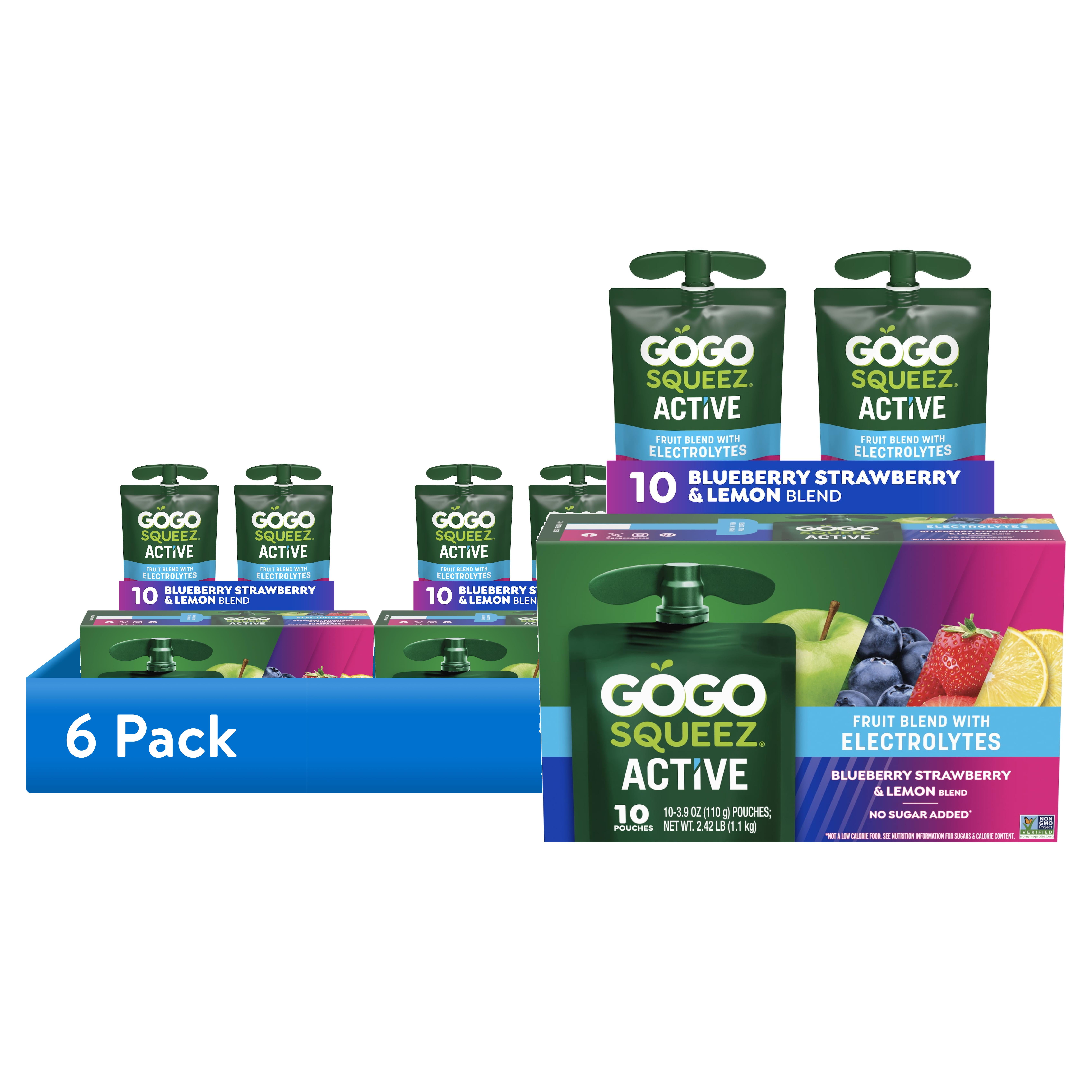 (6 pack) GoGo squeeZ Active Electrolyte No Sugar Added Blueberry ...
