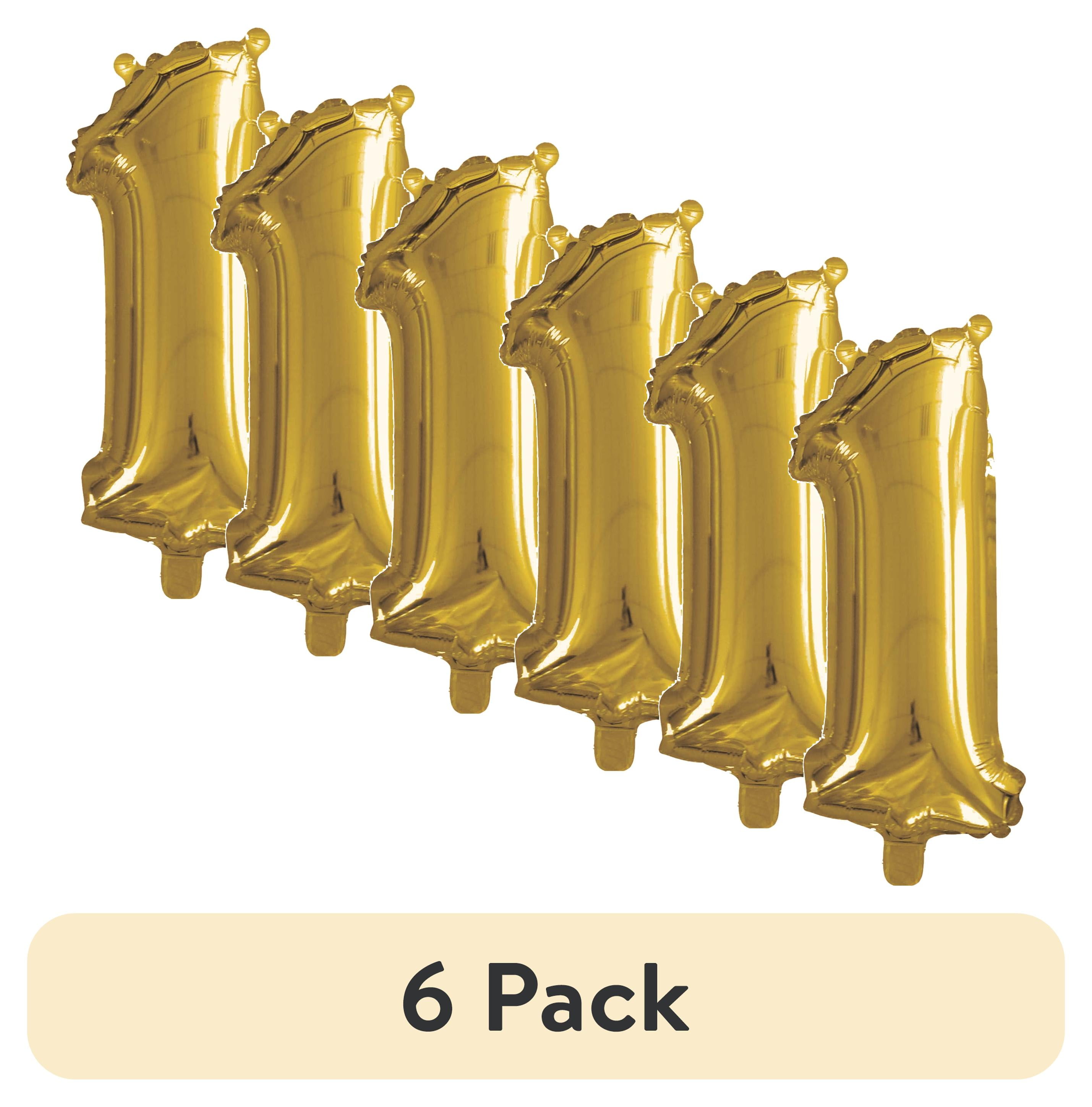 (6 pack) 16" Gold Number 1 Foil Balloon, by Way To Celebrate - Walmart.com