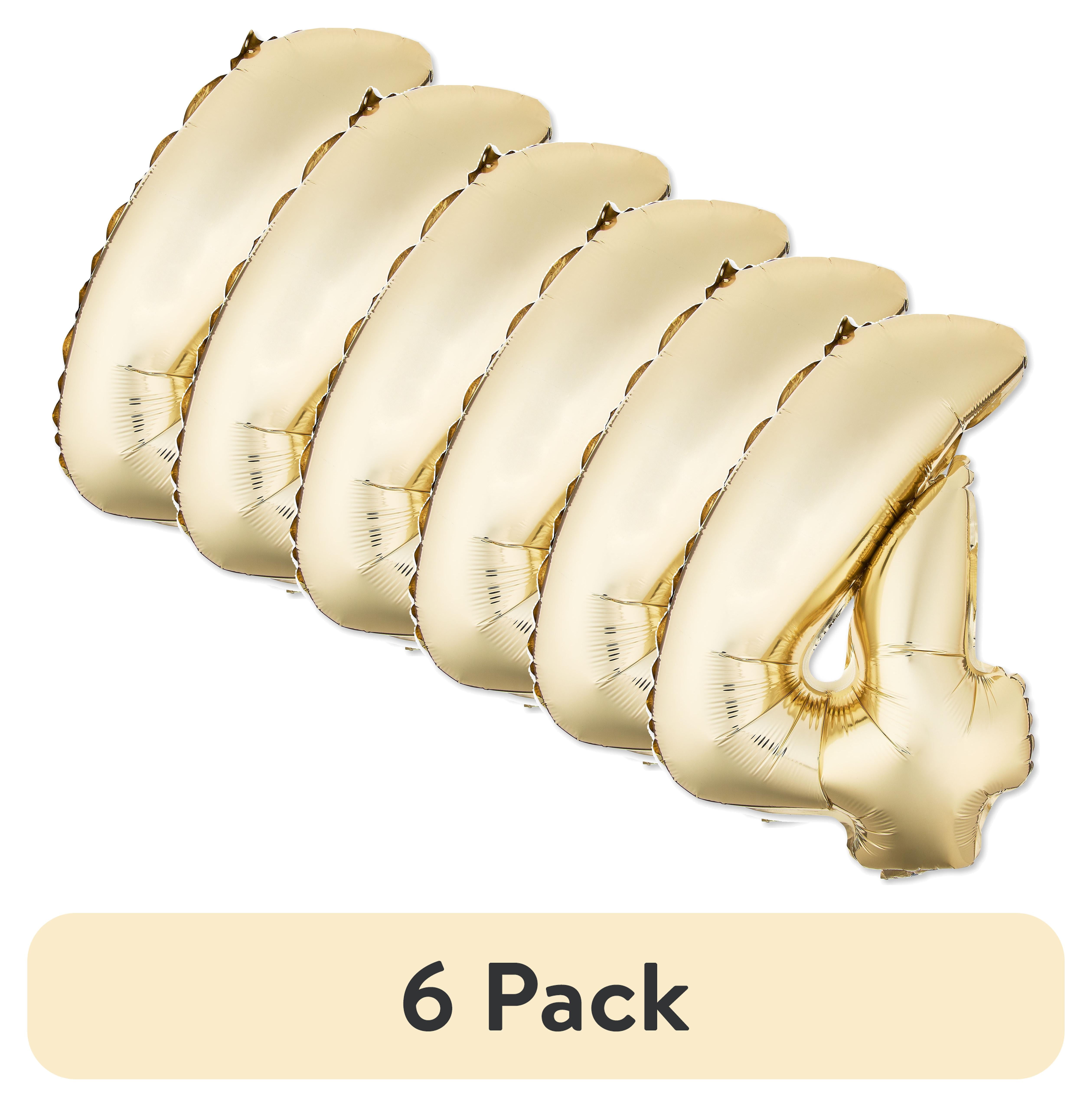 (6 pack) 16" Gold Number 4 Foil Balloon, by Way To Celebrate - Walmart.com