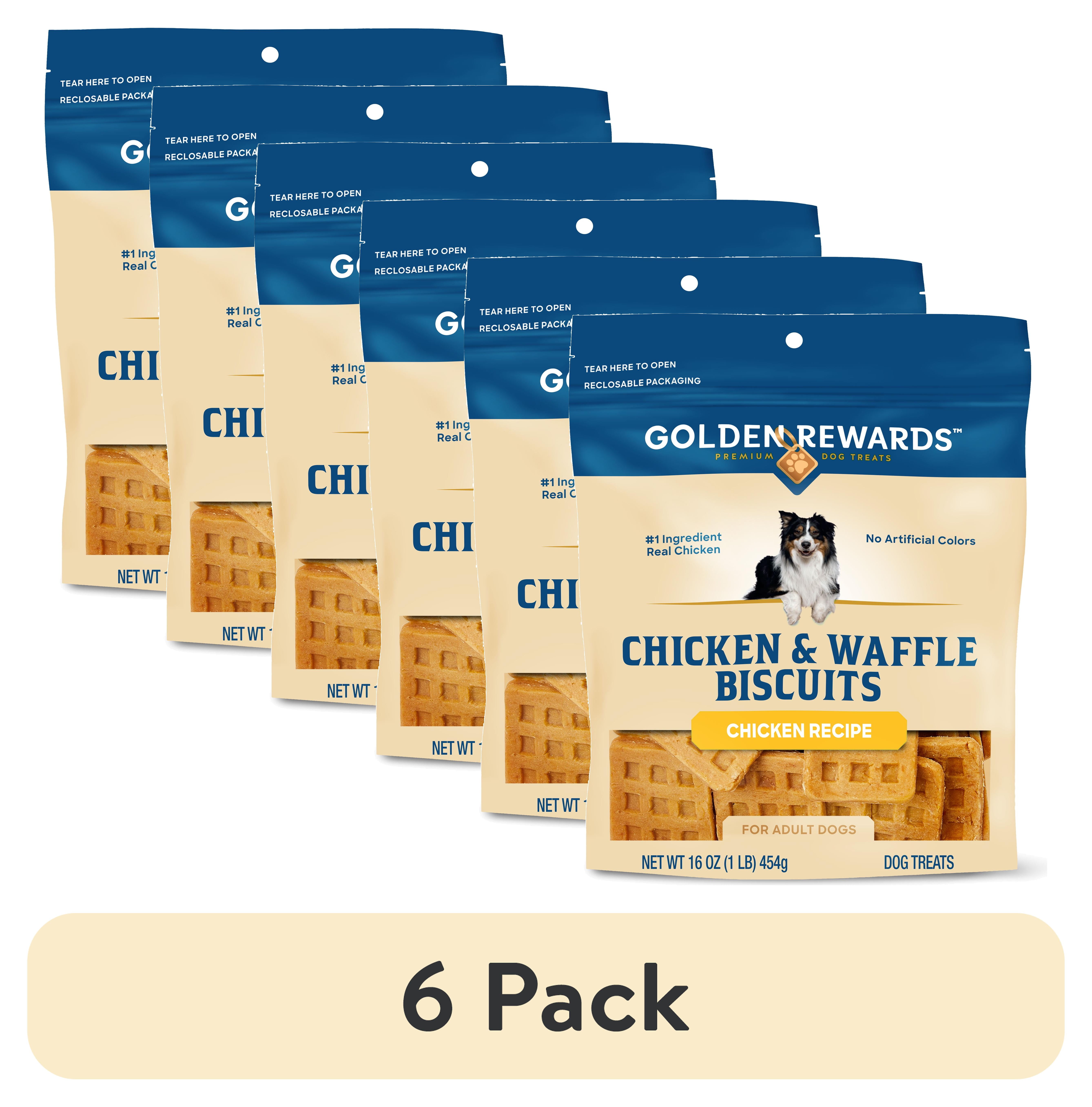 (6 pack) Golden Rewards Chicken & Waffle Biscuits Treats for Dogs, 16 ...
