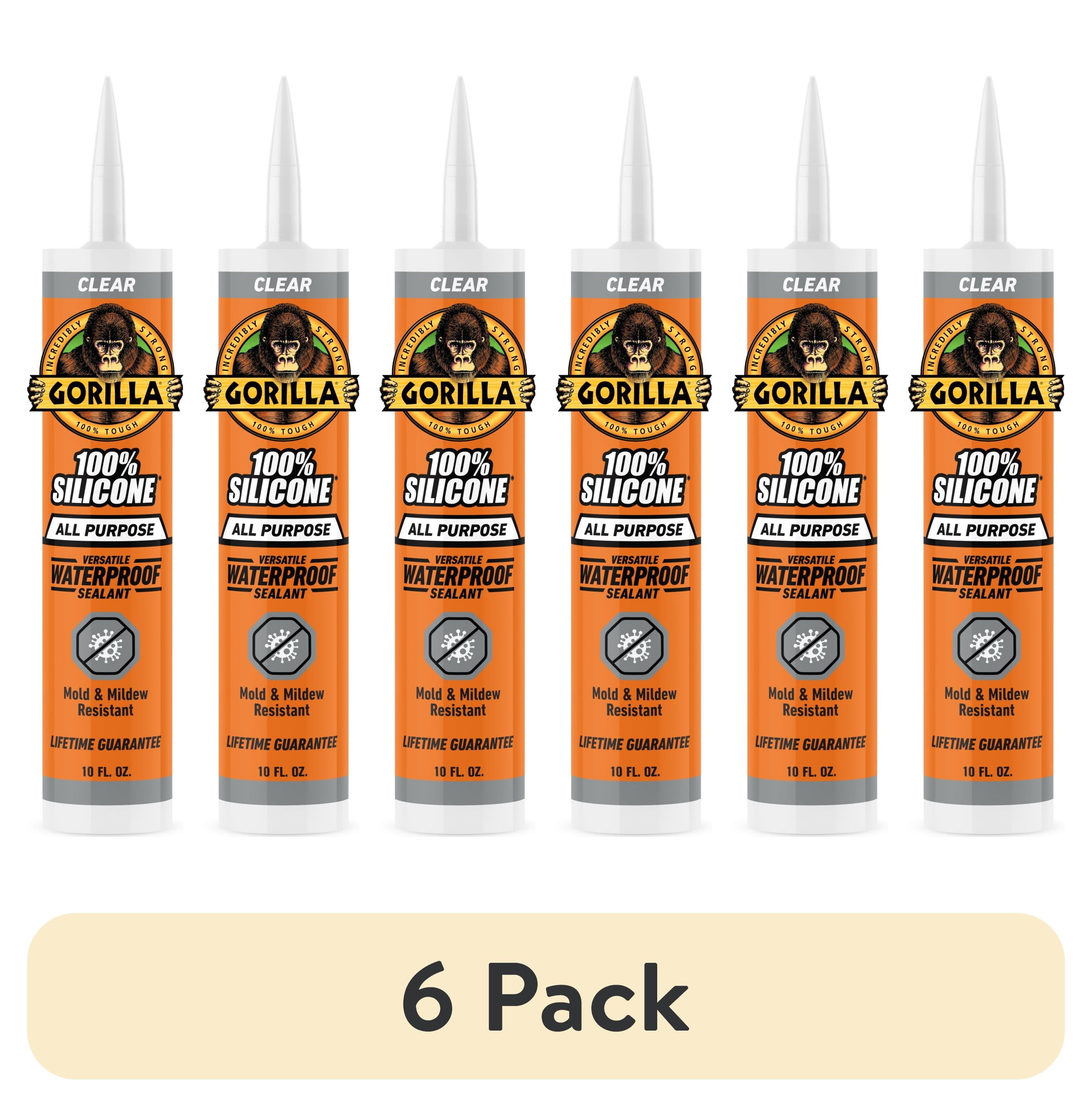 (6 pack) Gorilla Waterproof Caulk & Seal Silicone Sealant, 10oz ...