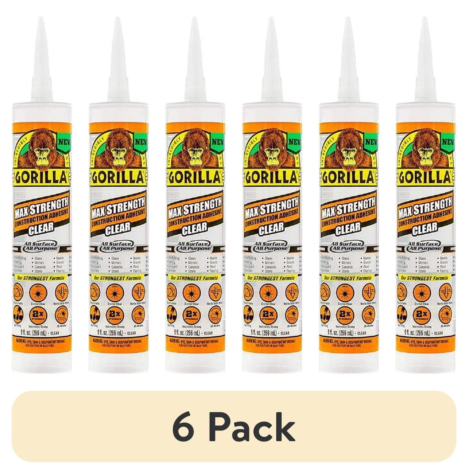 (6 pack) Gorilla Glue Clear Max Strength Construction Adhesive, 9 Ounce ...