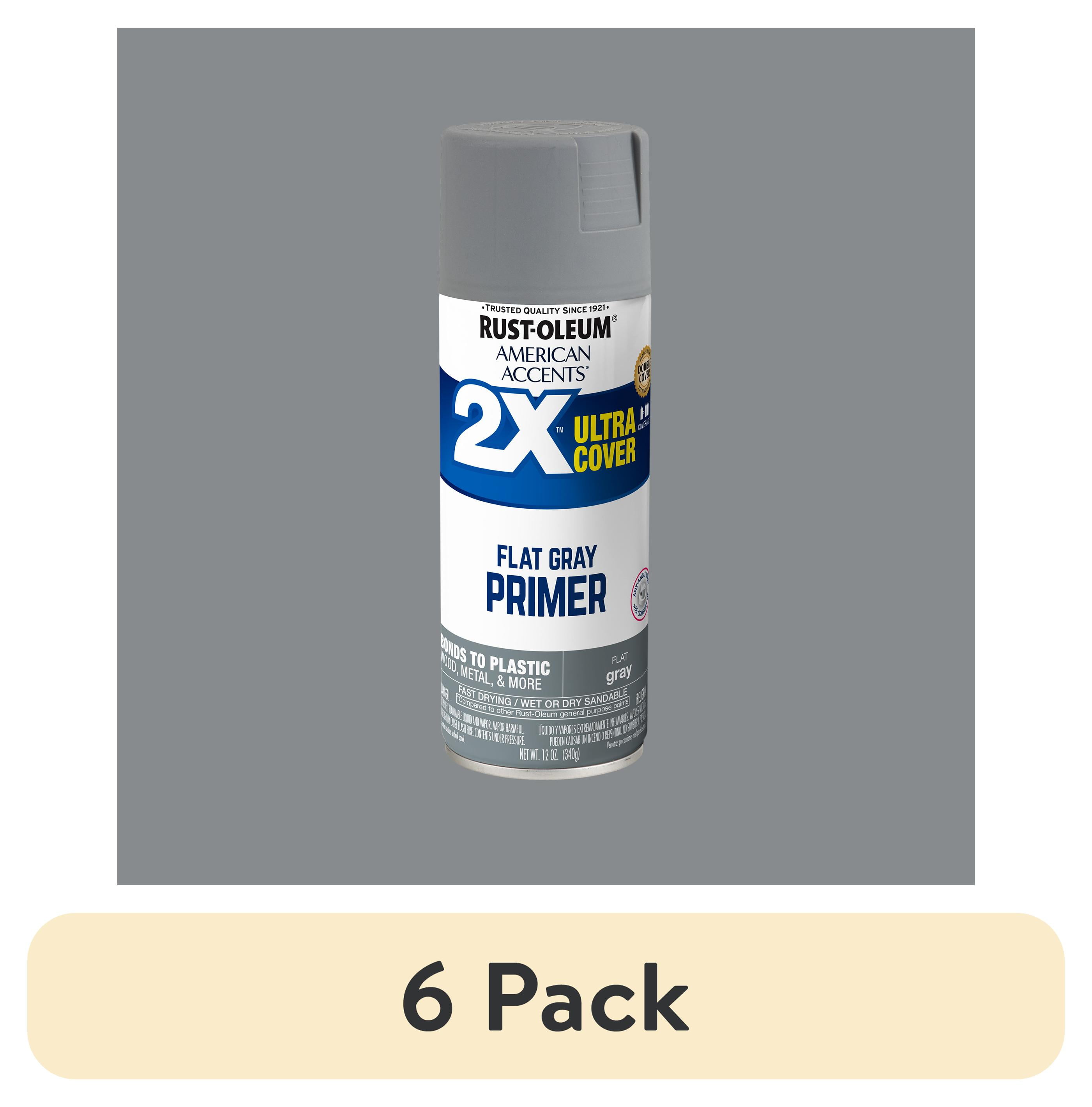 (6 pack) Gray Primer, Rust-Oleum American Accents 2X Ultra Cover Flat ...