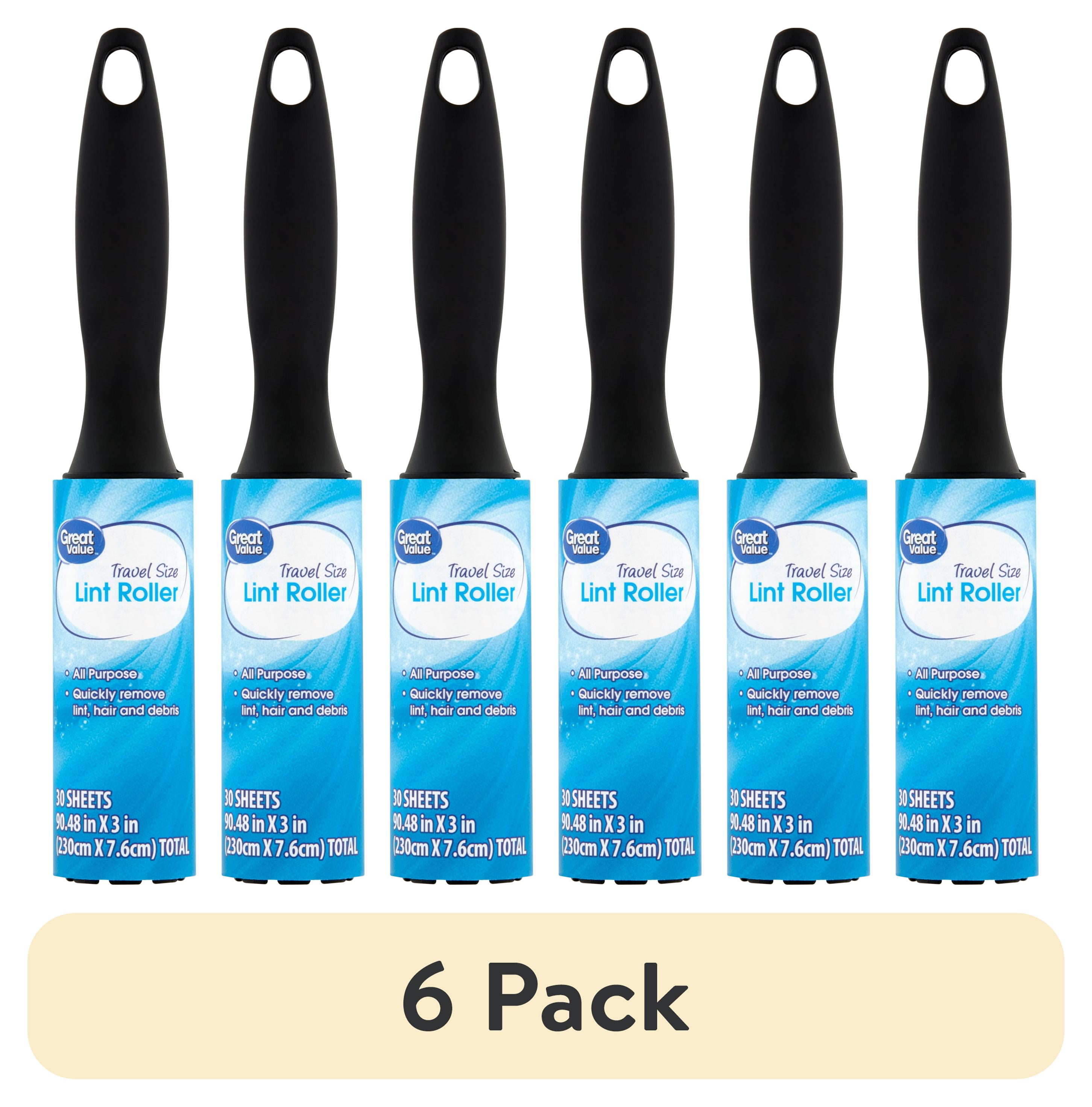 (6 pack) Great Value Lint Roller, Travel Size, 30 Sheets - Walmart.com