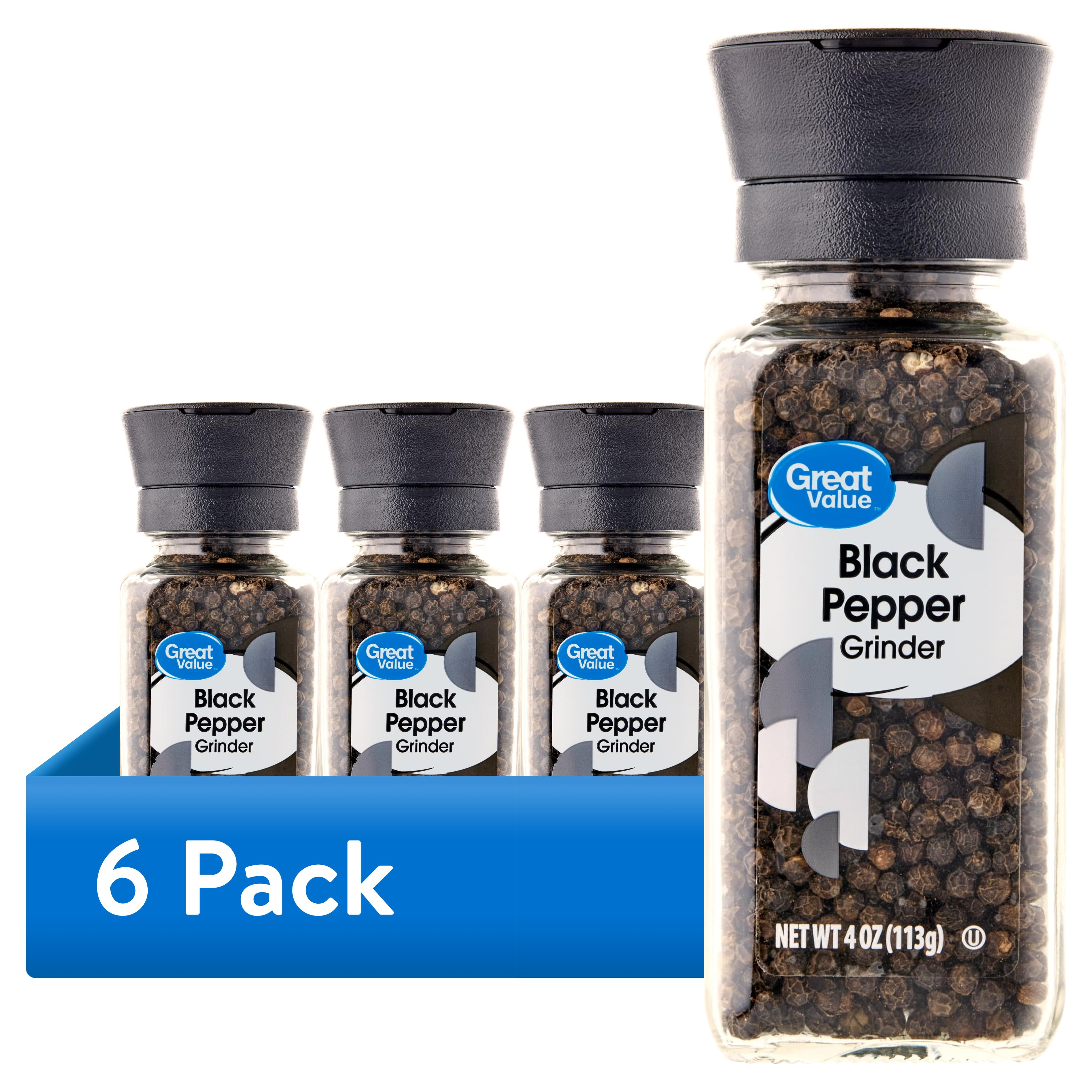 (6 pack) Great Value Black Pepper Grinder, 4 oz - Walmart.com