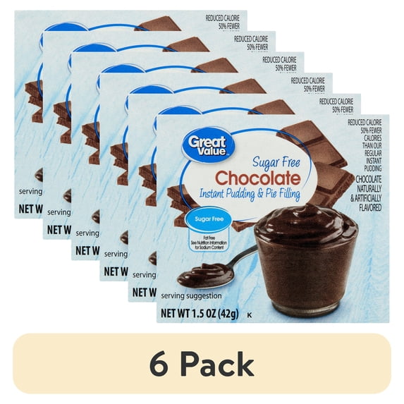 (6 pack) Great Value Sugar Free Chocolate Instant Pudding and Pie ...