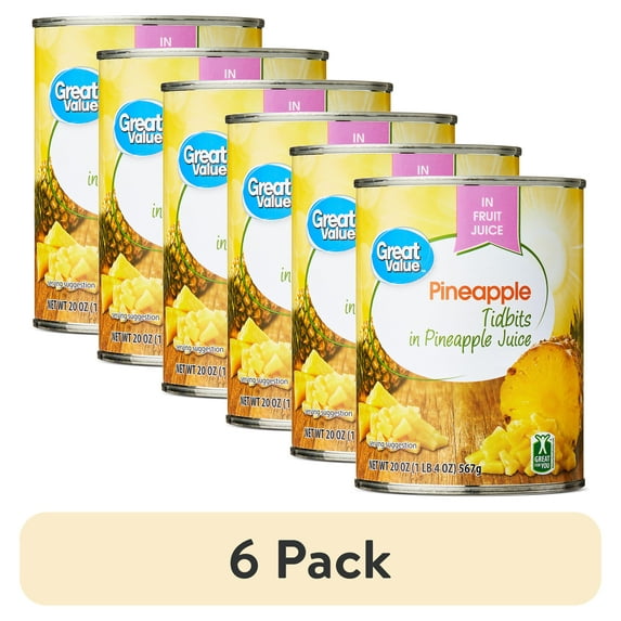 (6 pack) Great Value Canned Pineapple Tidbits, 20 oz - Walmart.com