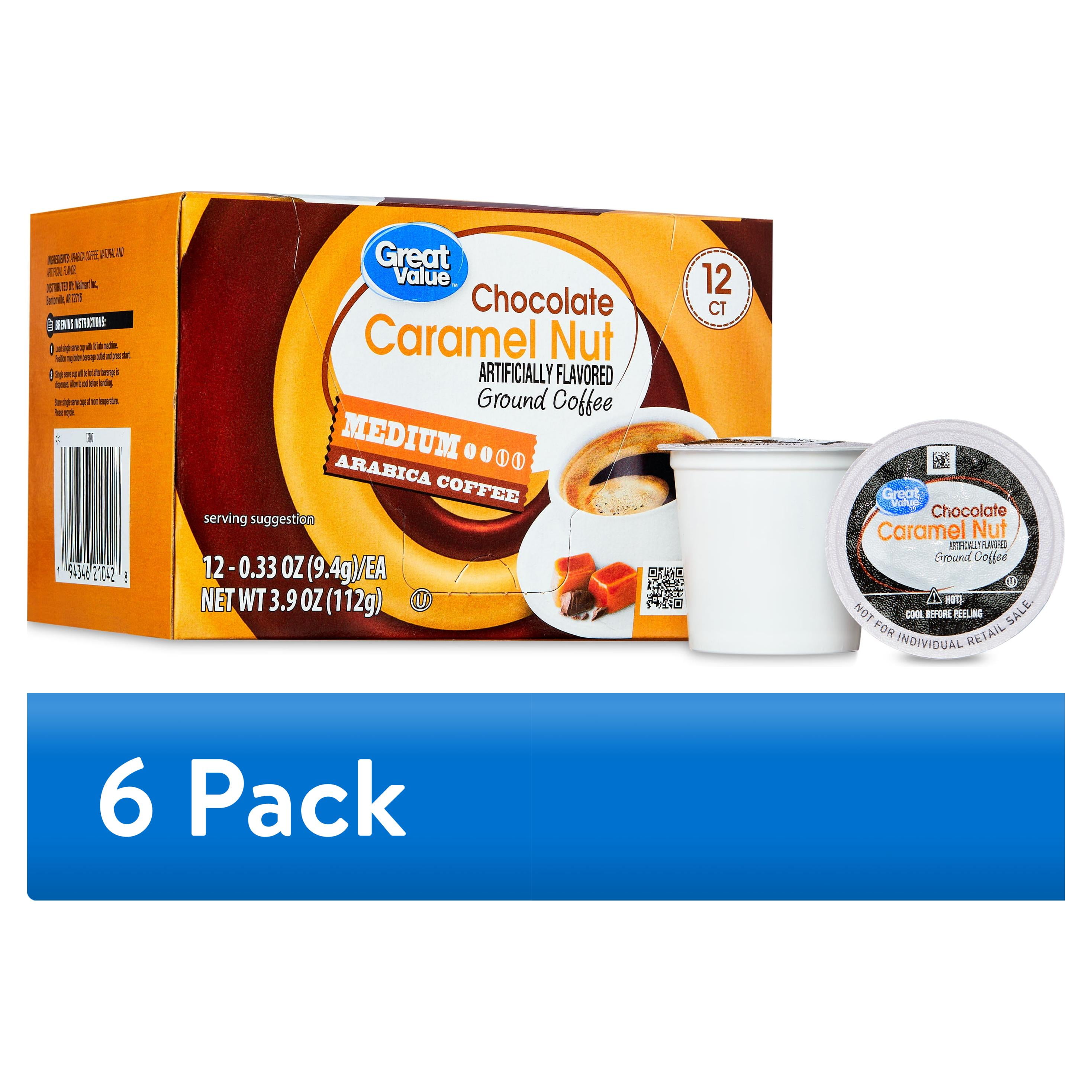(6 pack) Great Value Chocolate Caramel Nut, Medium Roast Arabica Coffee ...