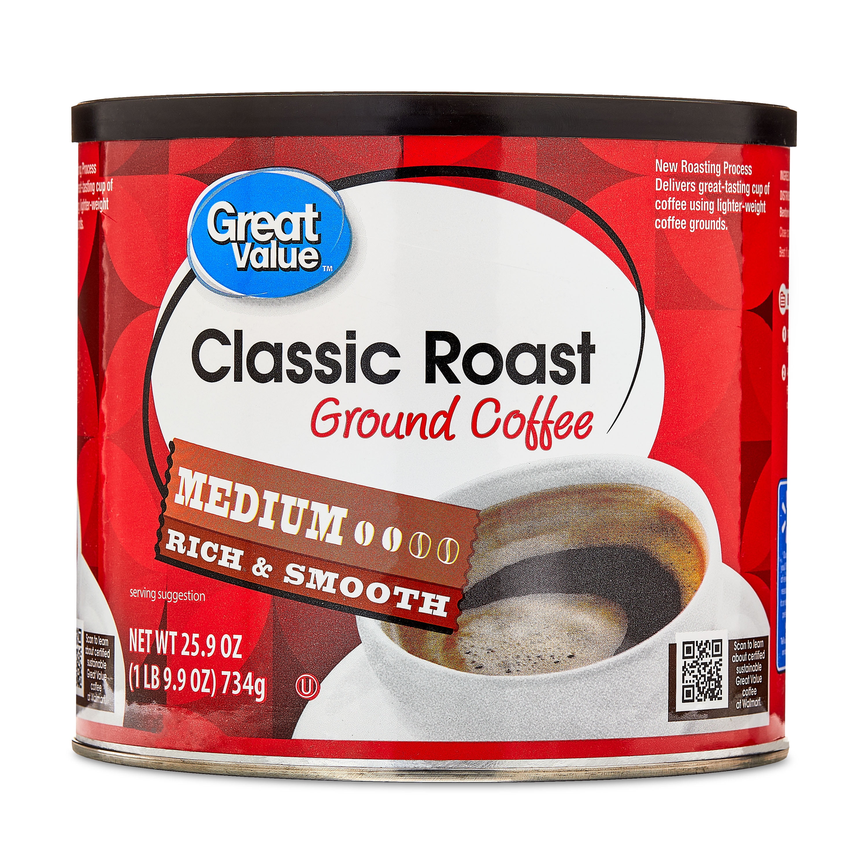(6 pack) Great Value Classic Roast Ground Naturally Caffeinated Coffee ...