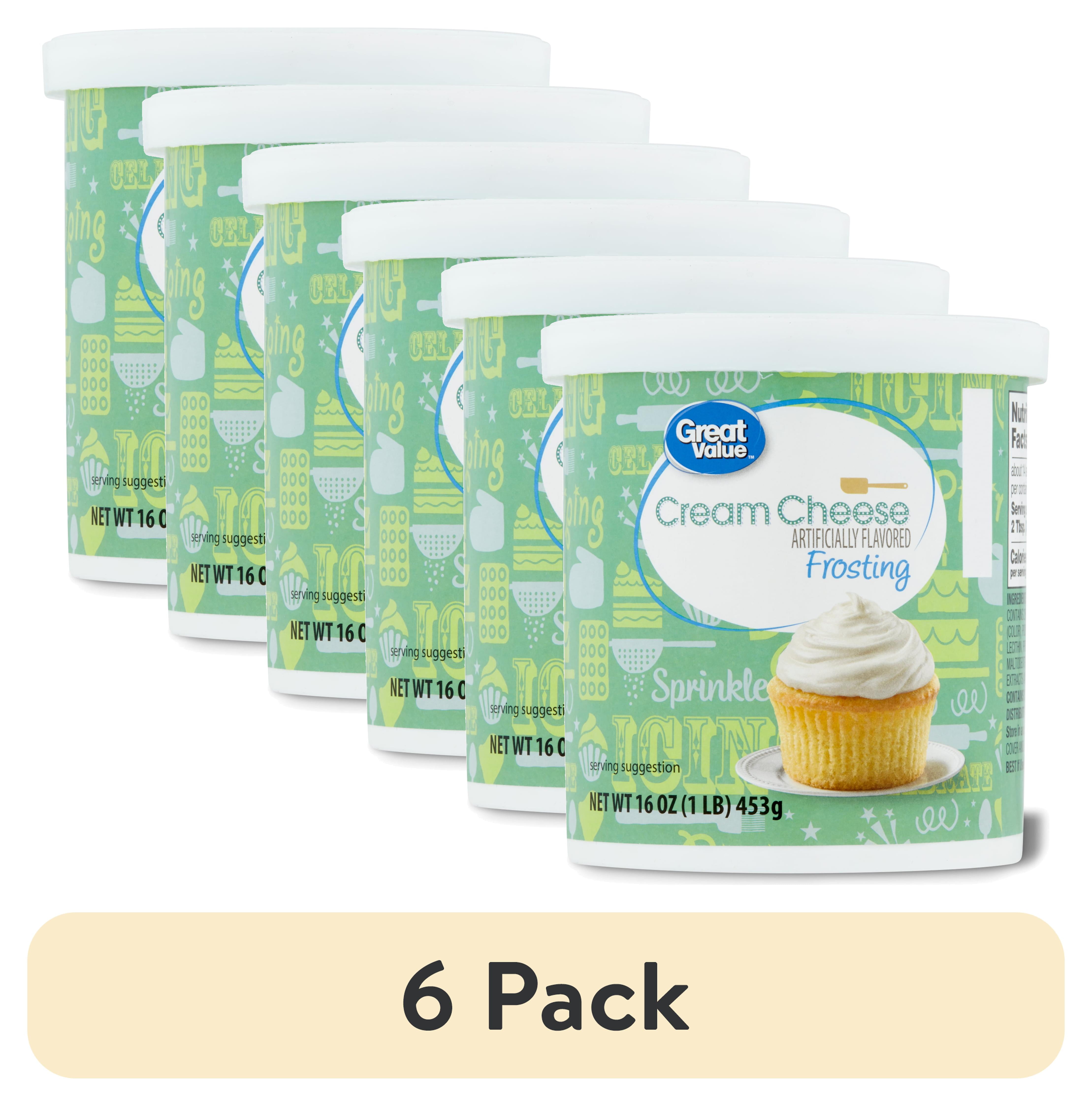 (6 pack) Great Value Cream Cheese Frosting, White, 16 oz Tub - Walmart.com