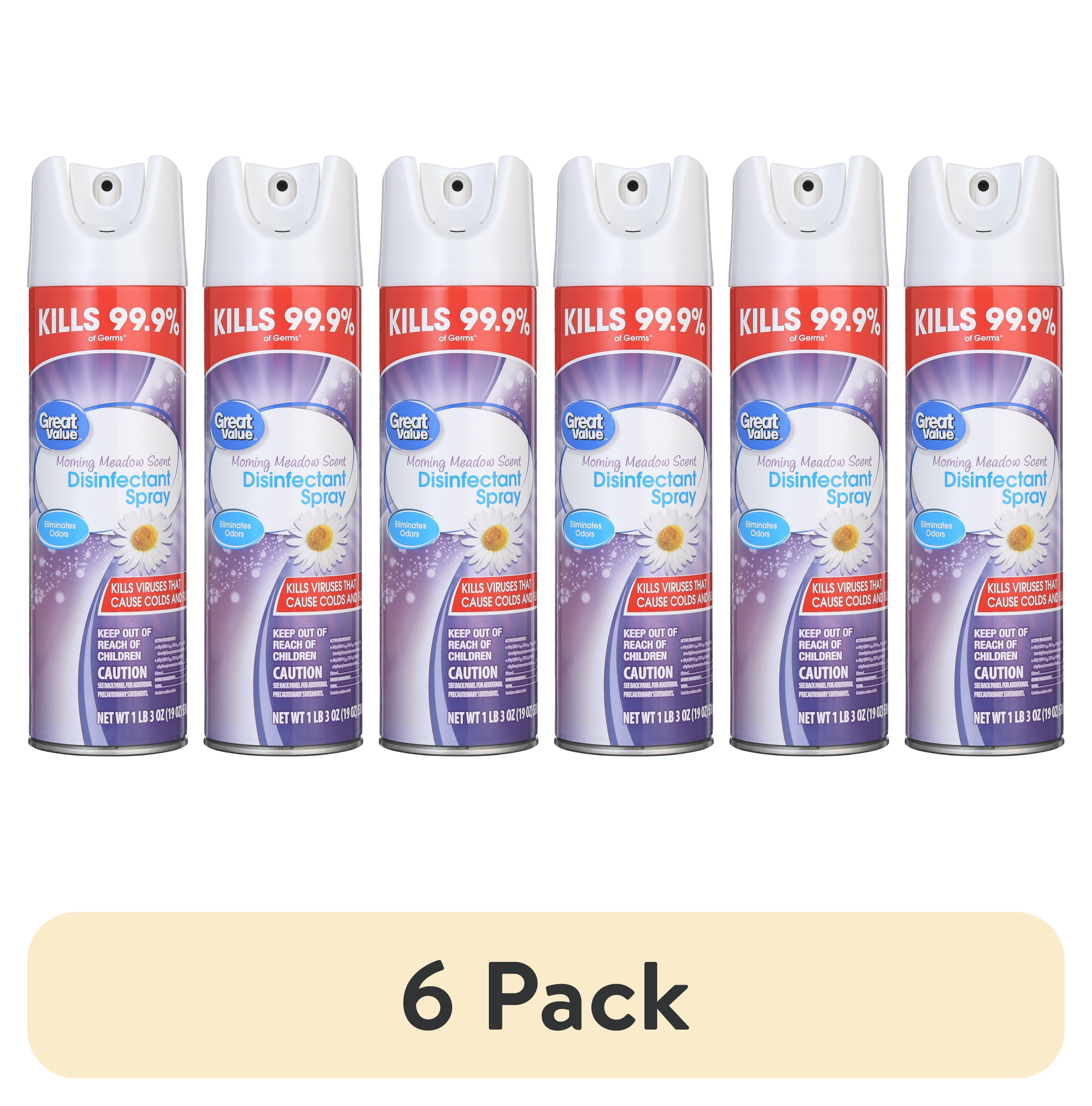 (6 pack) Great Value Disinfectant Spray, Morning Meadow Scent, 19 FL OZ ...