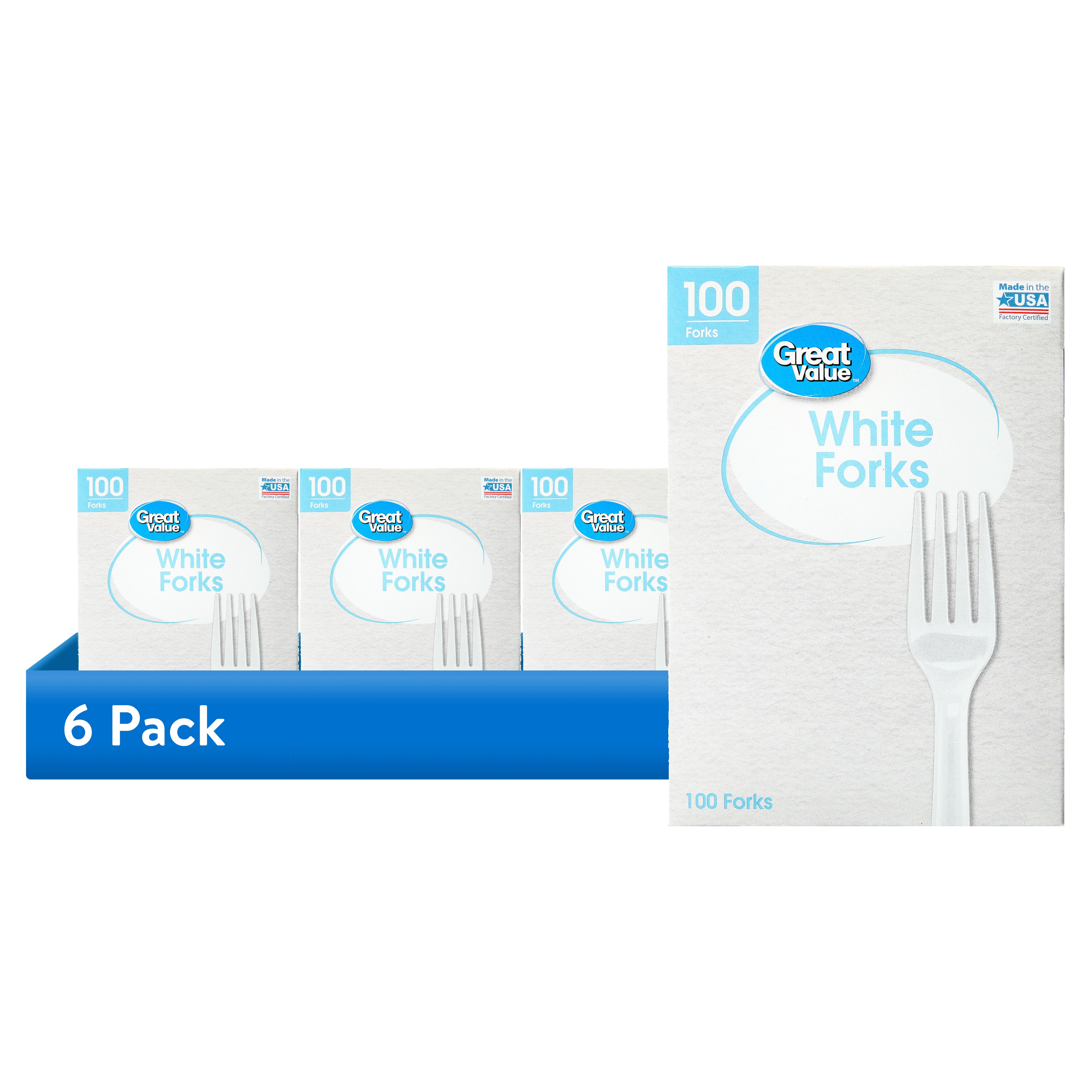 (6 pack) Great Value Disposable Plastic White Forks, 100 Count ...