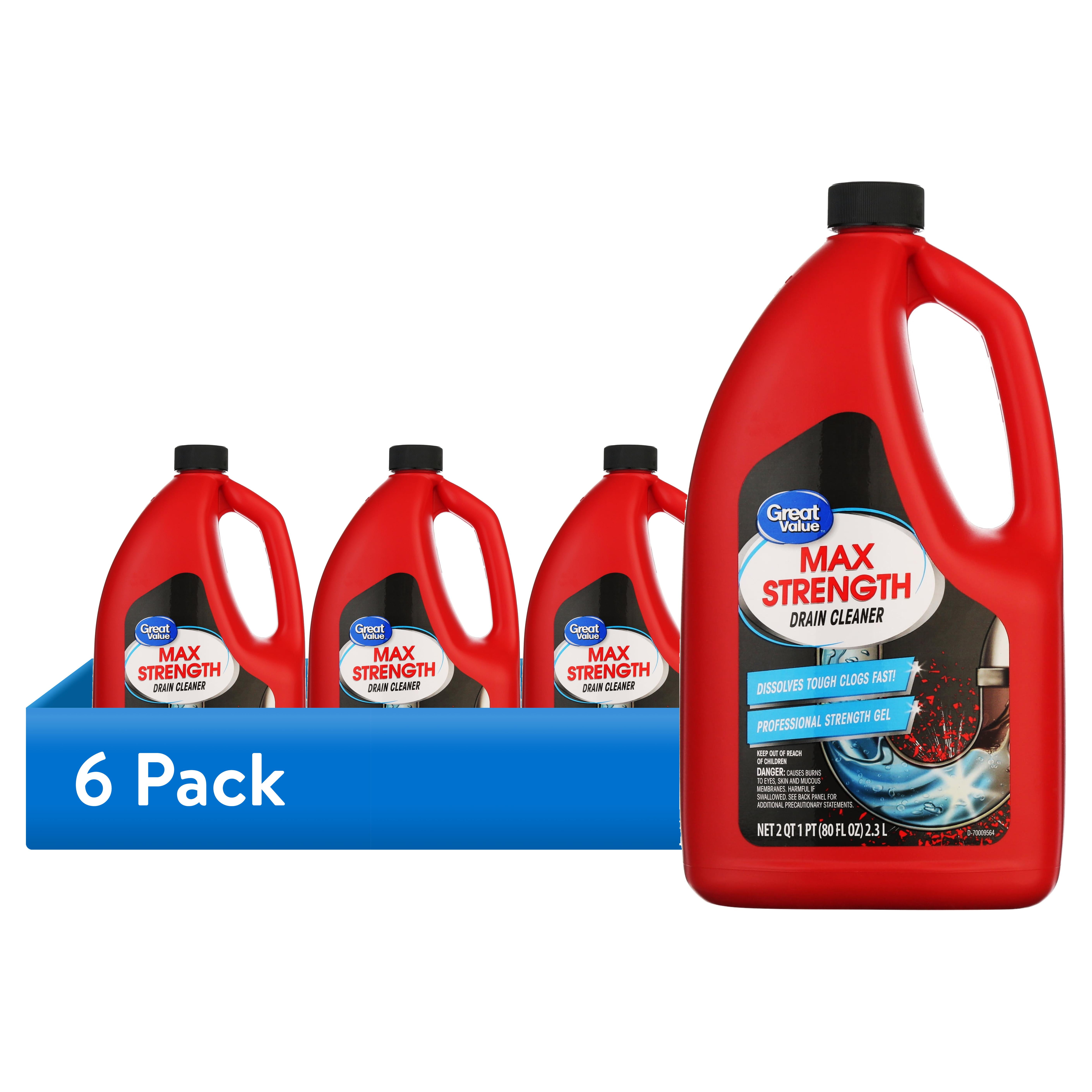 (6 pack) Great Value Drain Clog Remover, Unscented, 80 fl oz - Walmart.com