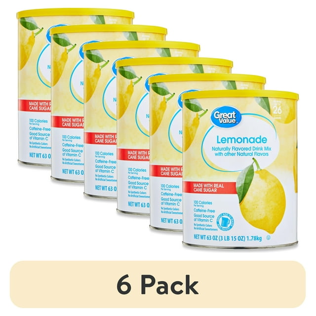 (6 pack) Great Value Drink Mix, Lemonade, 63 oz - Walmart.com