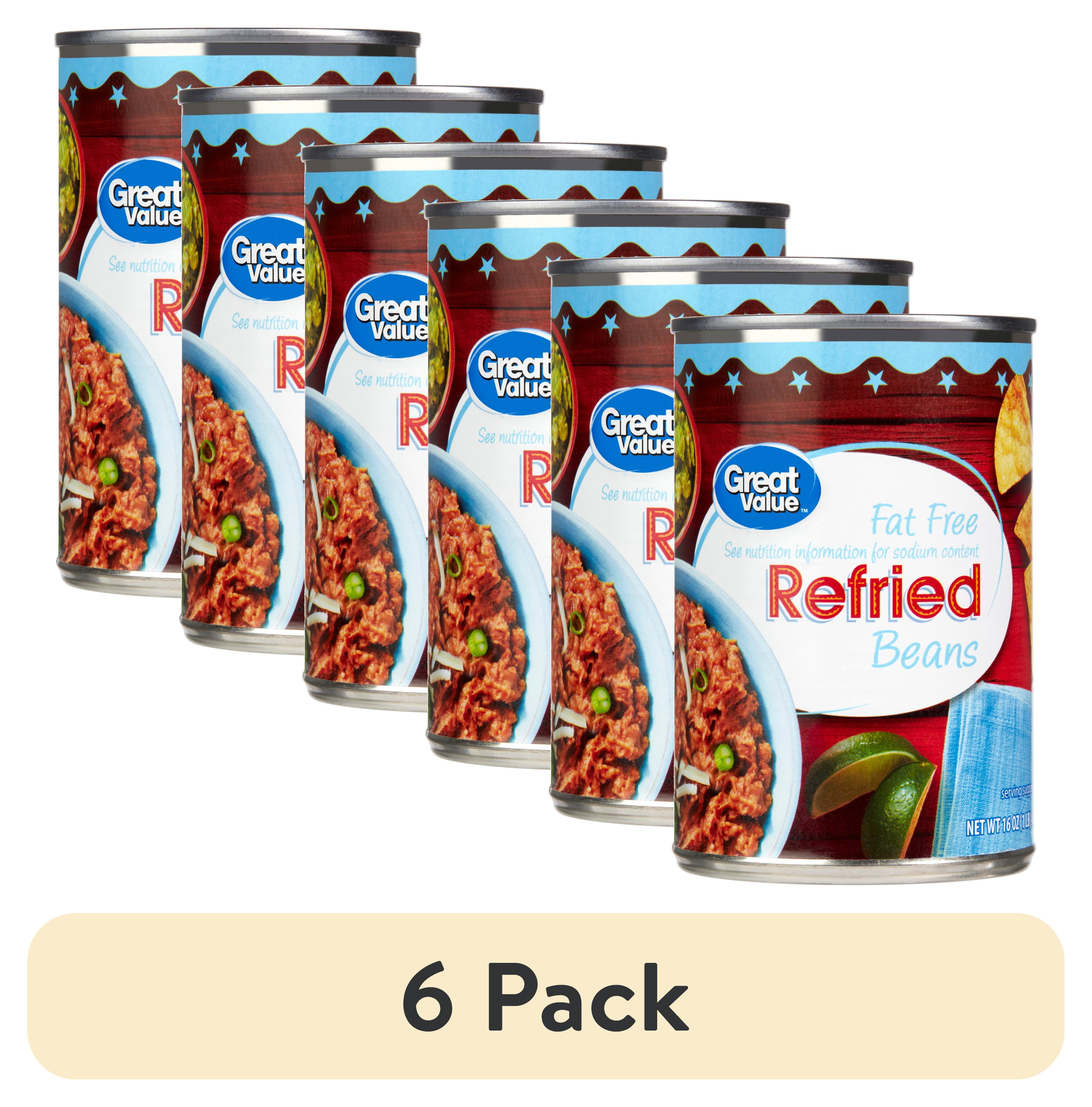 (6 pack) Great Value Fat Free Refried Beans, 16 oz - Walmart.com