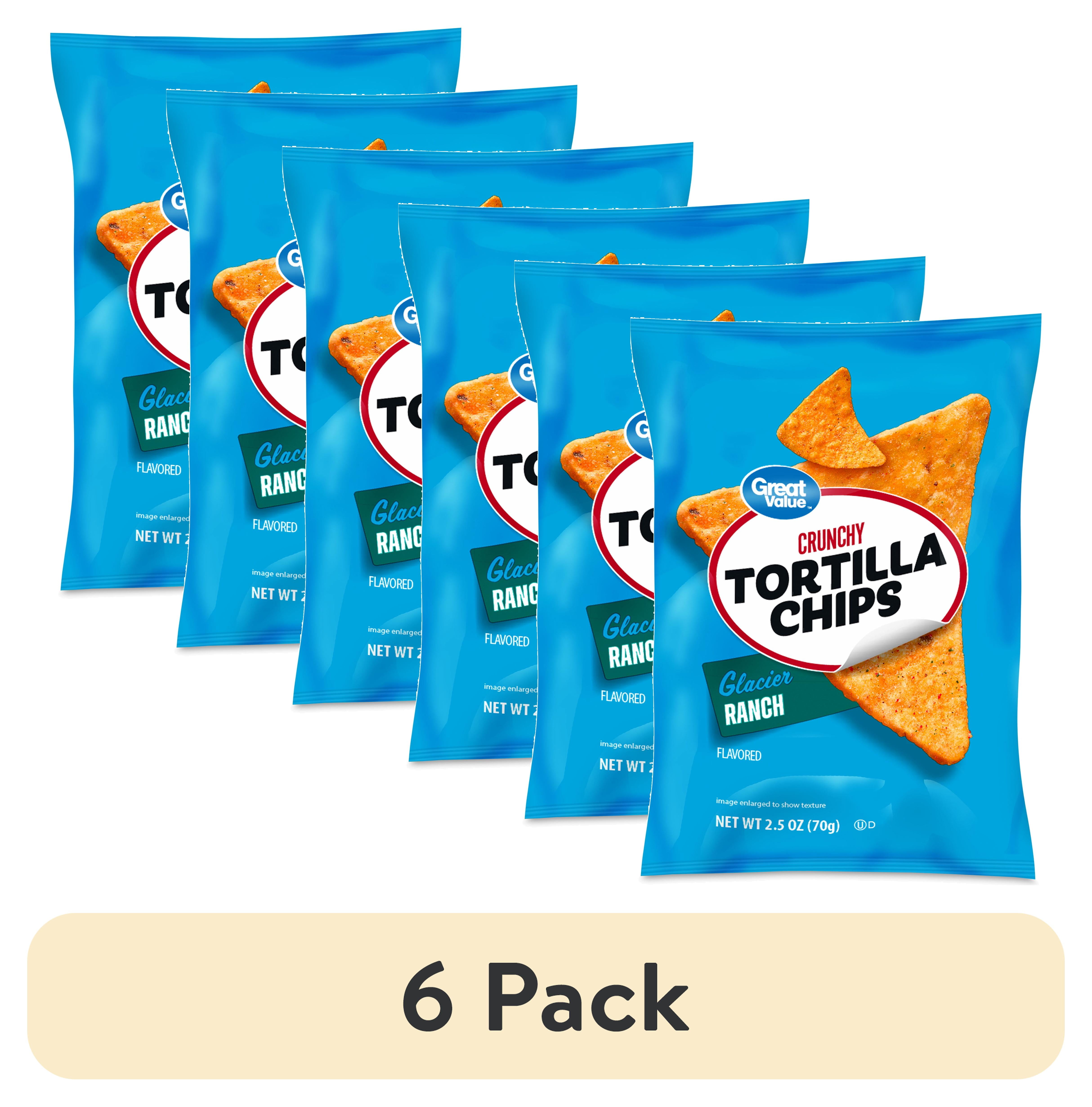 (6 pack) Great Value Glacier Ranch Flavor Tortilla Chips, 2.5 oz ...
